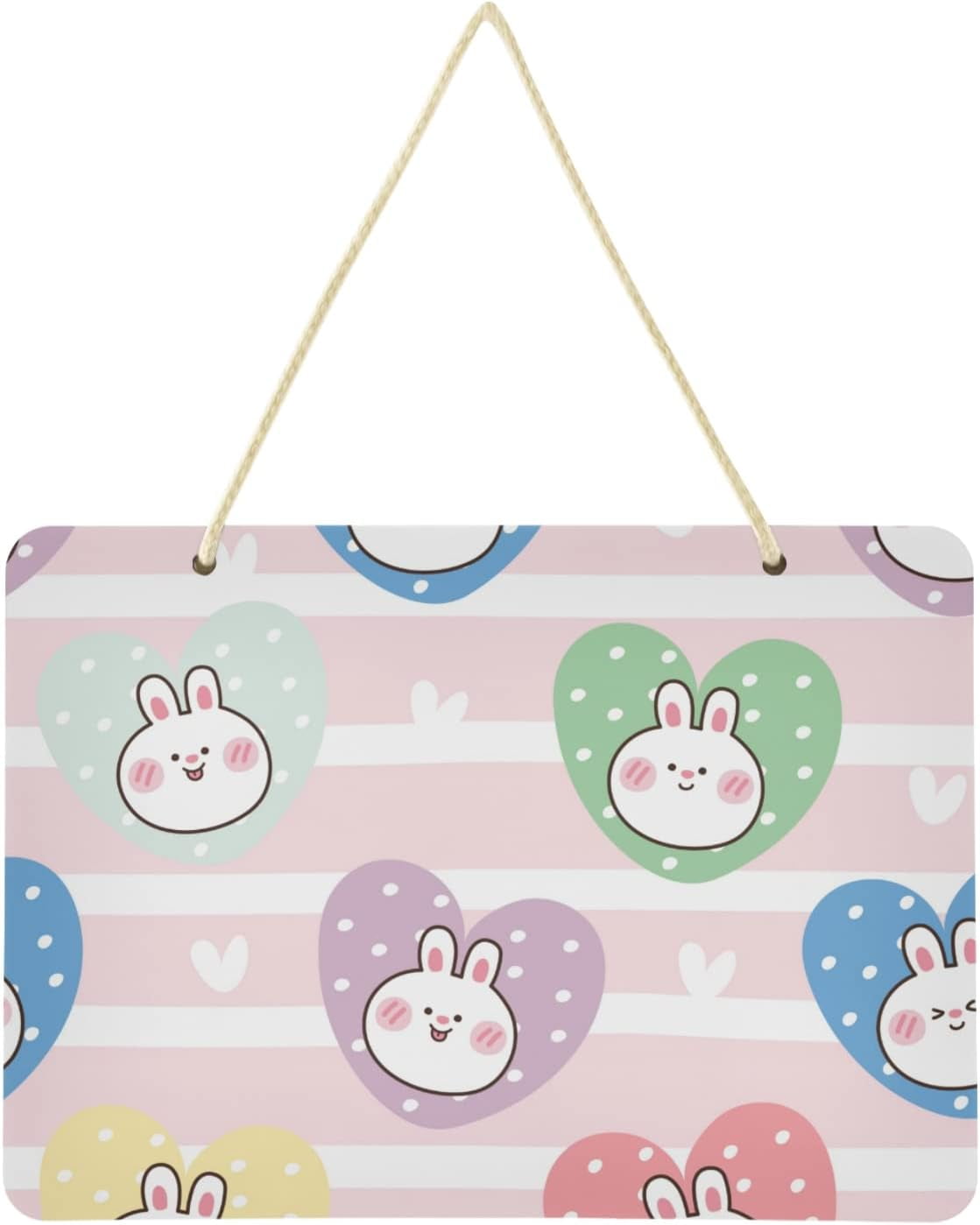 SKYSONIC Easter Bunny Welcome Sign Front Door Decor Wall Hanging Plaque ...