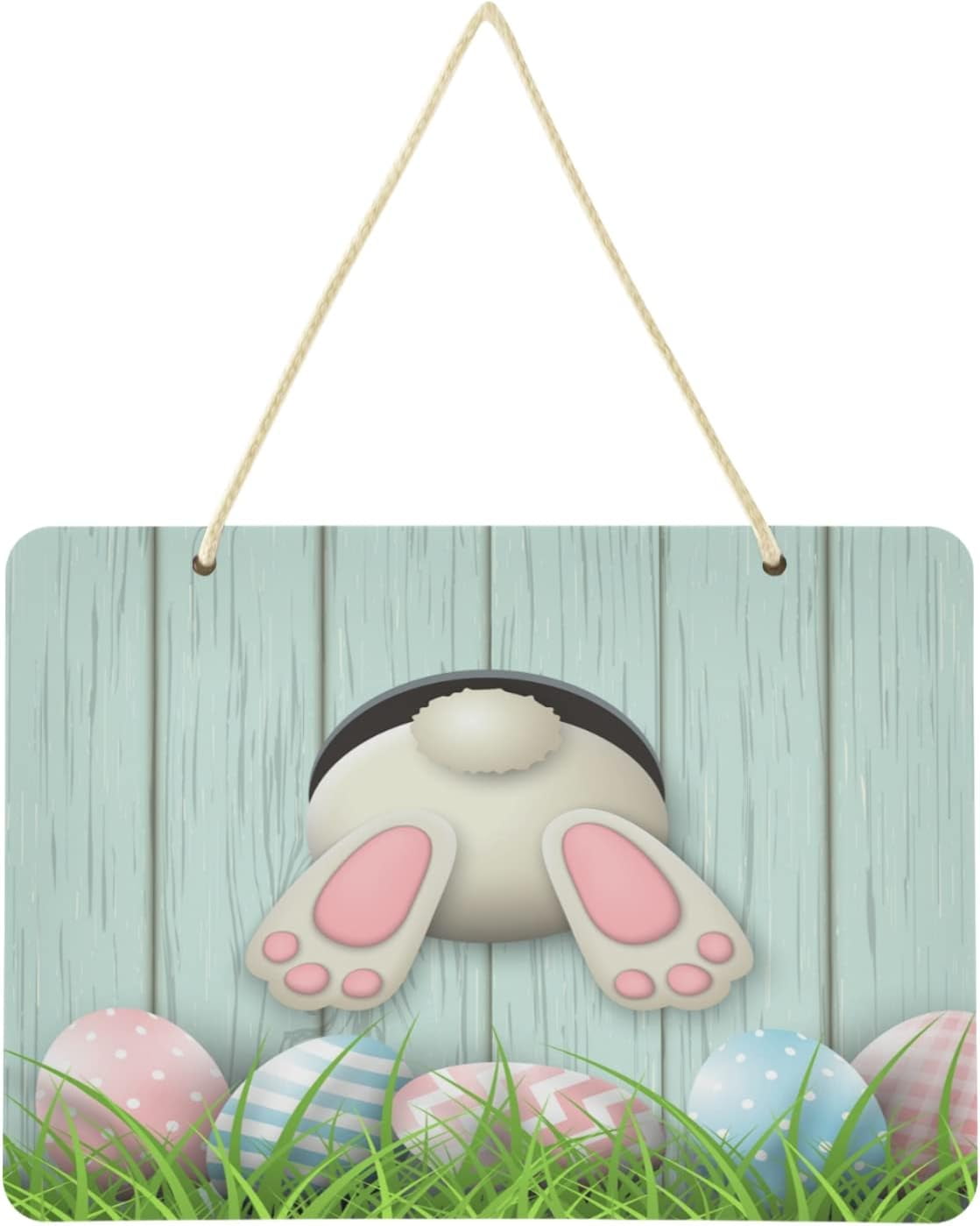 SKYSONIC Easter Bunny Welcome Sign Front Door Decor Wall Hanging Plaque ...