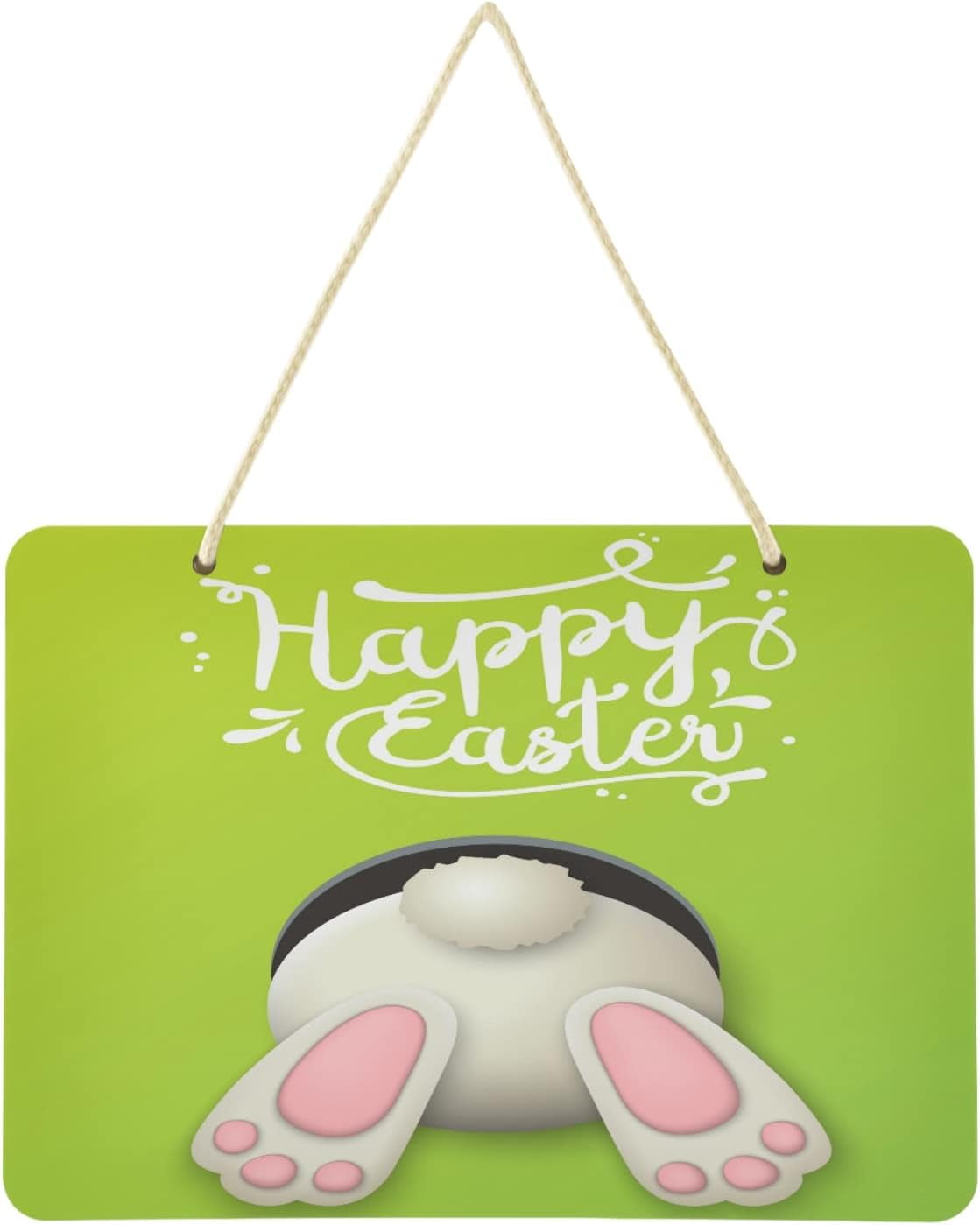 SKYSONIC Easter Bunny Welcome Sign Front Door Decor Wall Hanging Plaque ...