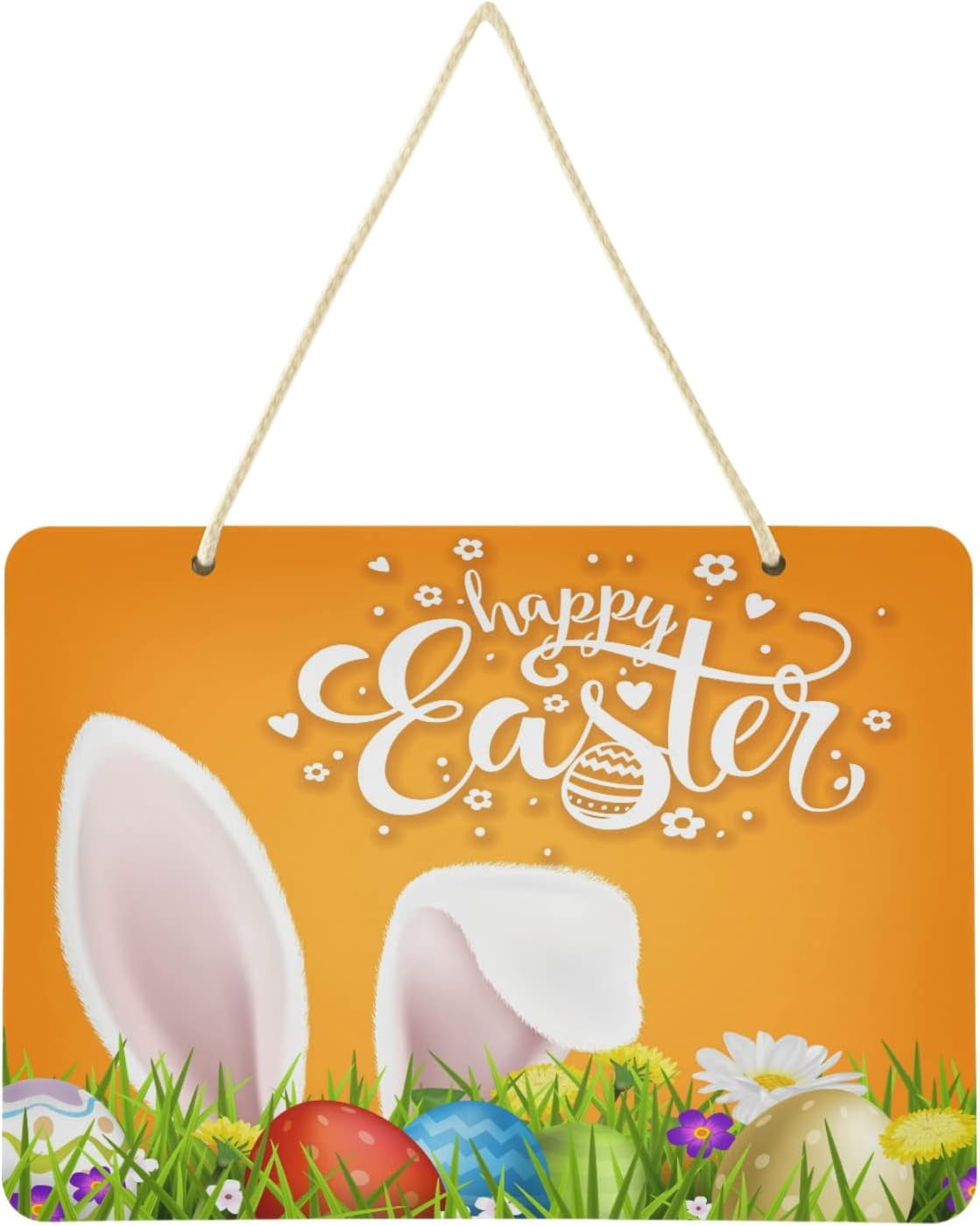 SKYSONIC Easter Bunny Welcome Sign Front Door Decor Wall Hanging Plaque ...