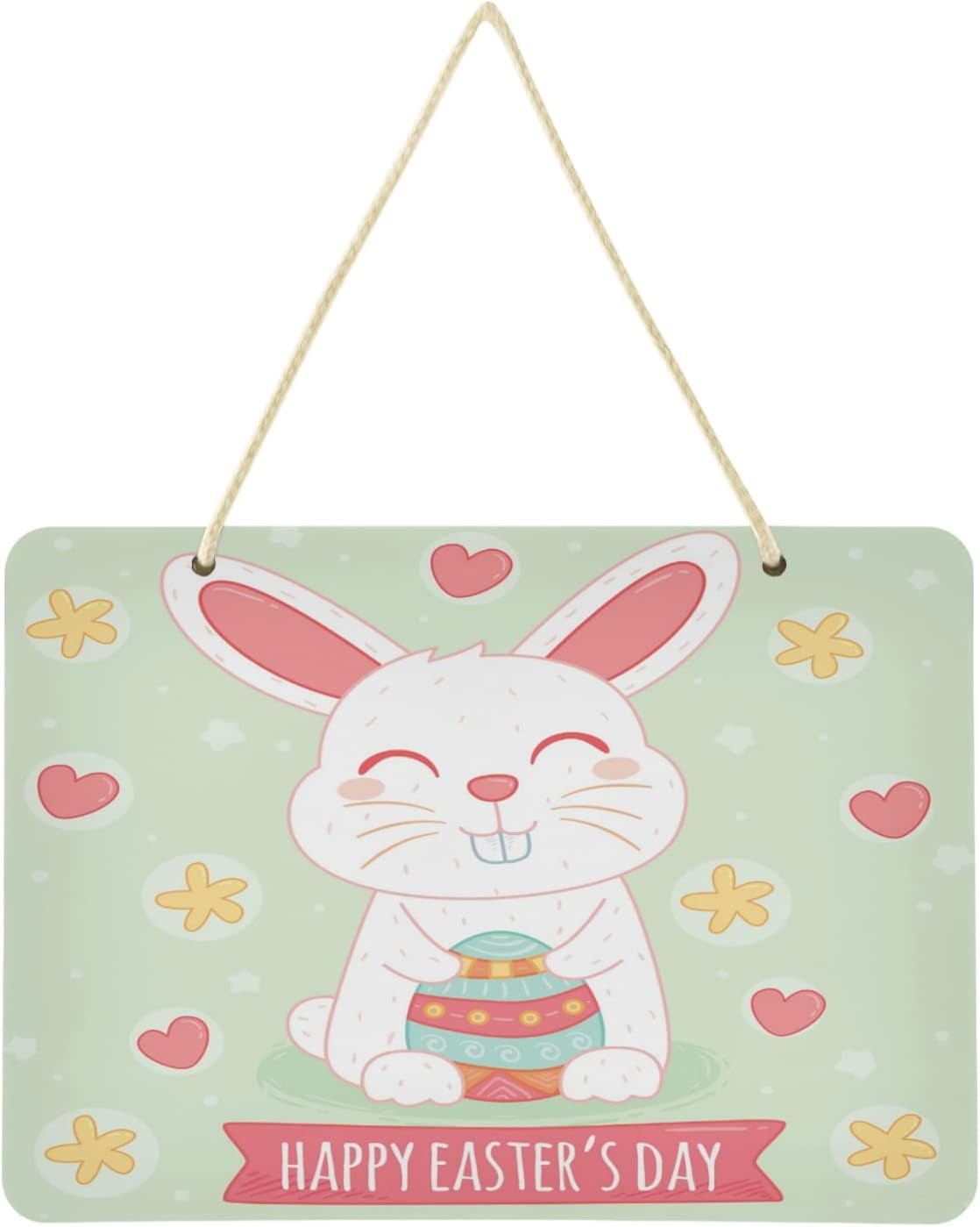 SKYSONIC Easter Bunny Welcome Sign Front Door Decor Wall Hanging Plaque ...