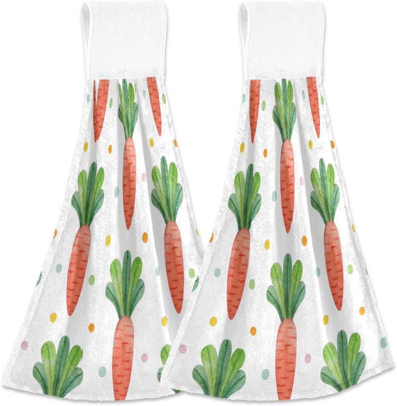 SKYSONIC Easter Carrots 2Pcs Kitchen Hanging Towel Set Hand Hanging ...
