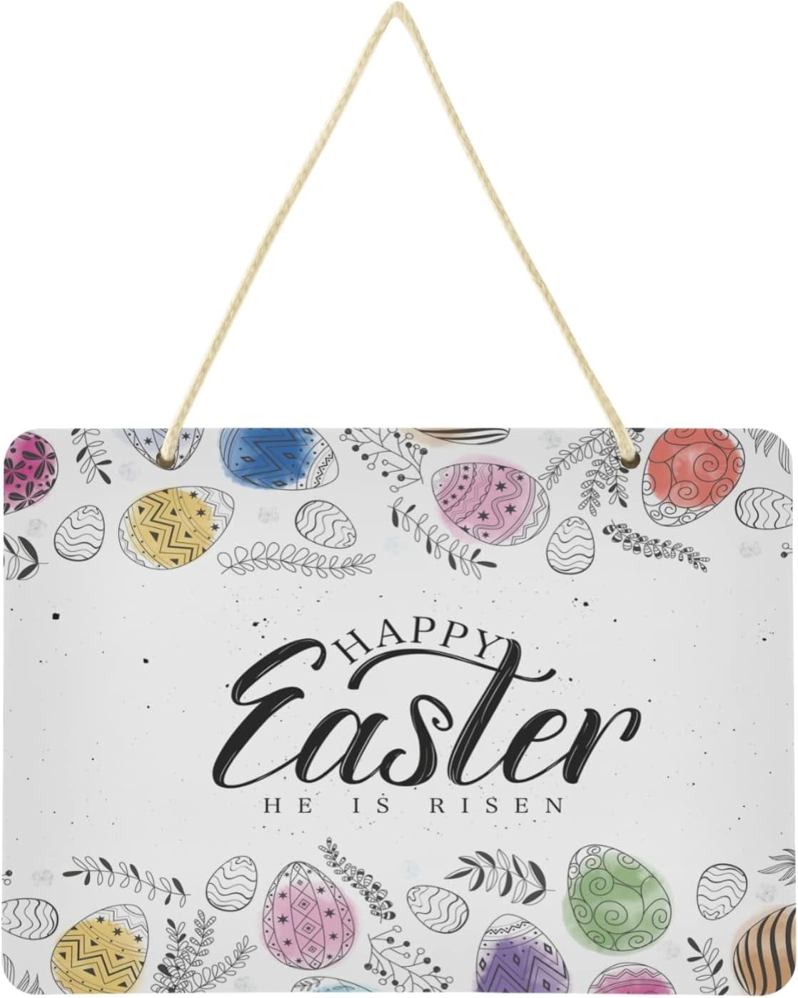 SKYSONIC Easter Eggs Colorful Welcome Sign Front Door Decor Wall ...