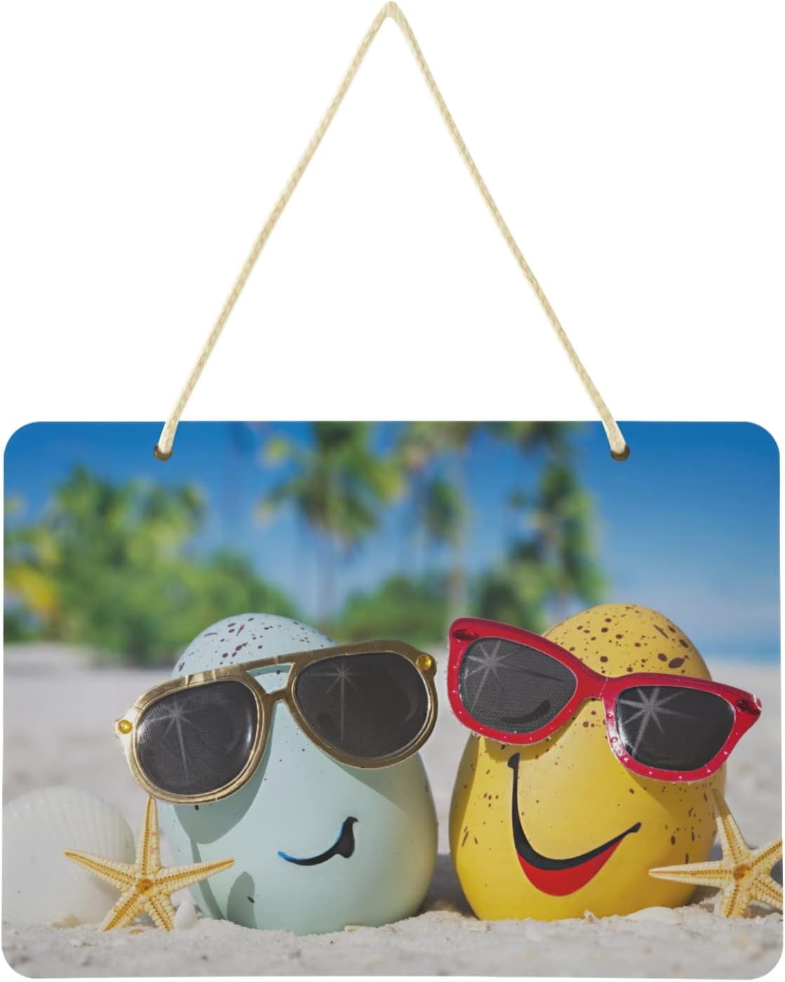 SKYSONIC Easter Eggs Welcome Sign Front Door Decor Wall Hanging Plaque ...