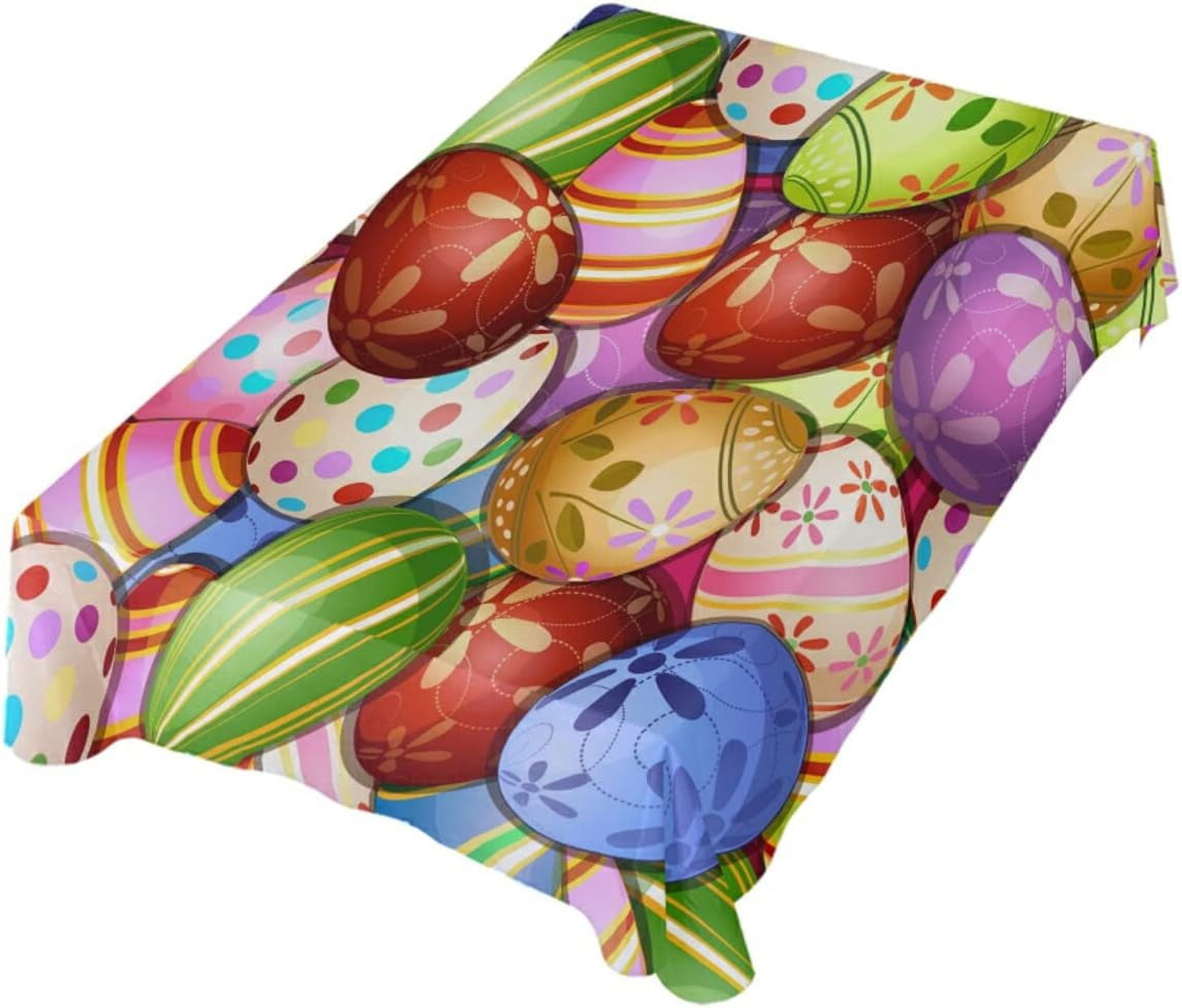 SKYSONIC Easter Rectangle Table Cloth Easter Colorful Eggs Tablecloth ...