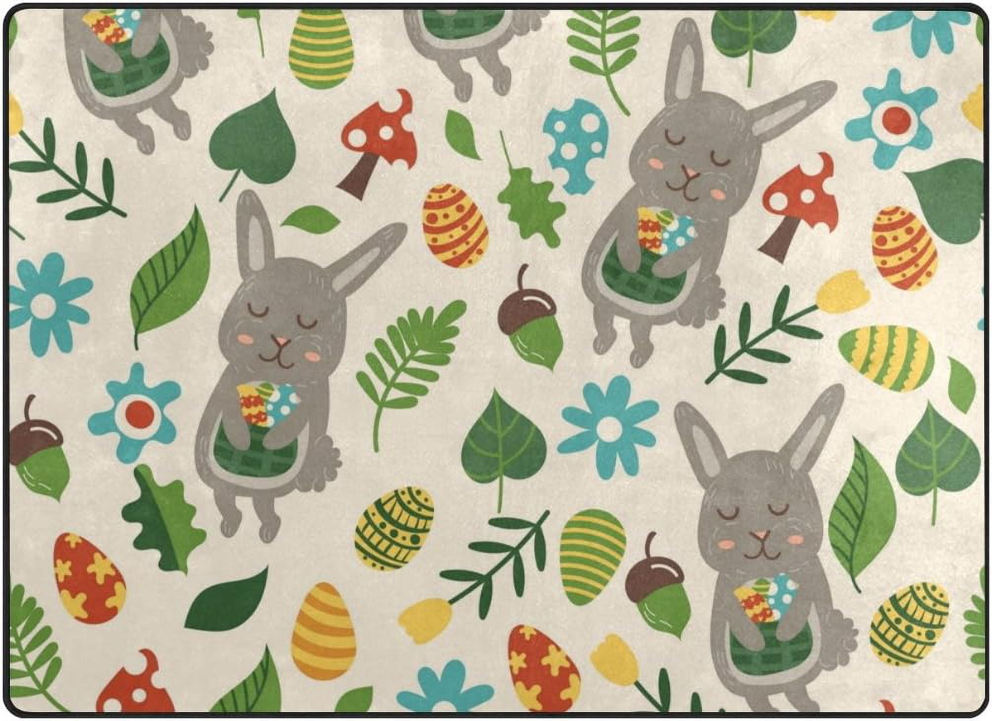 SKYSONIC Easter Theme Cute Rabbit 80x58 inches Lightweight Soft Area ...