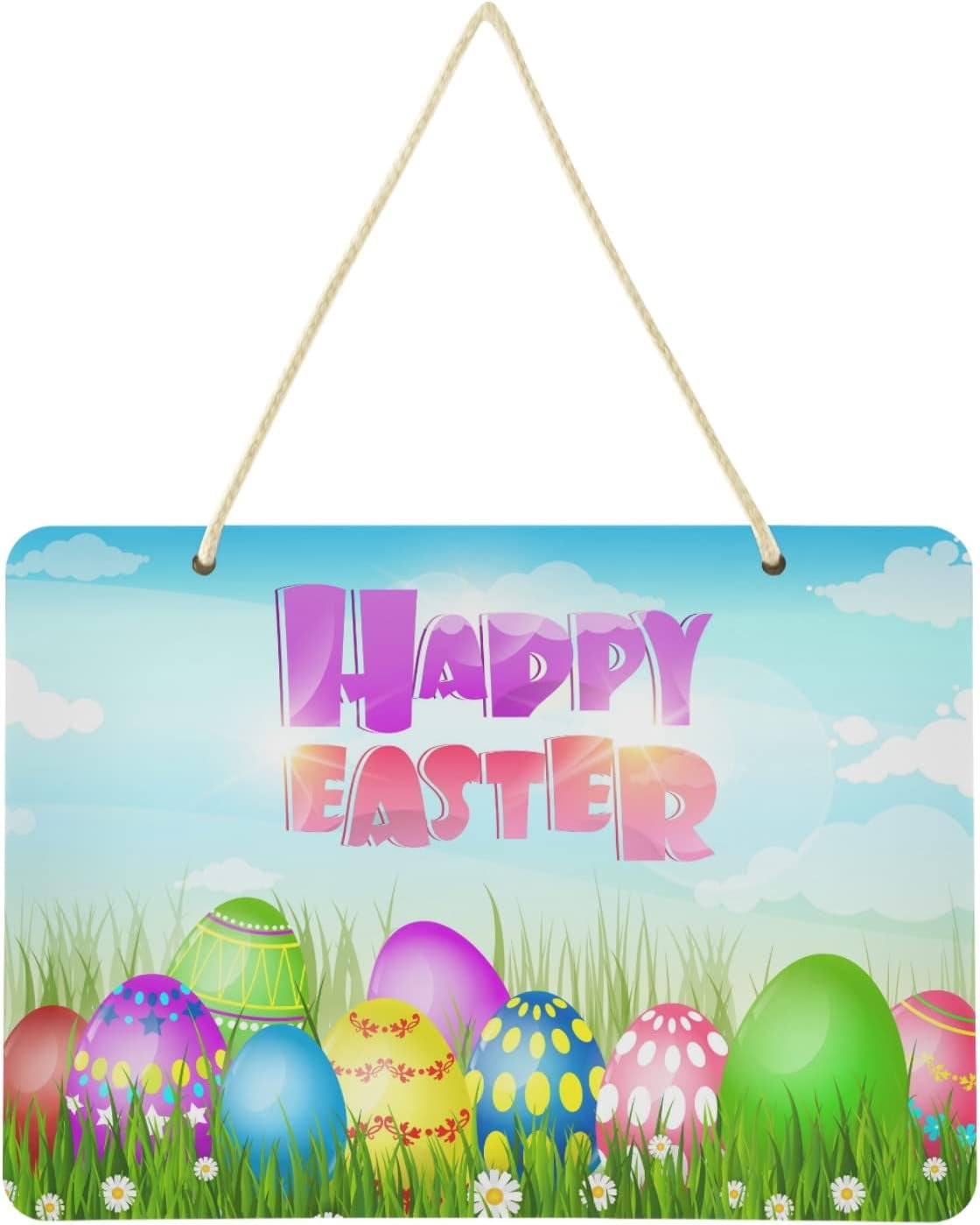 SKYSONIC Easter Welcome Sign Front Door Decor Wall Hanging Plaque ...