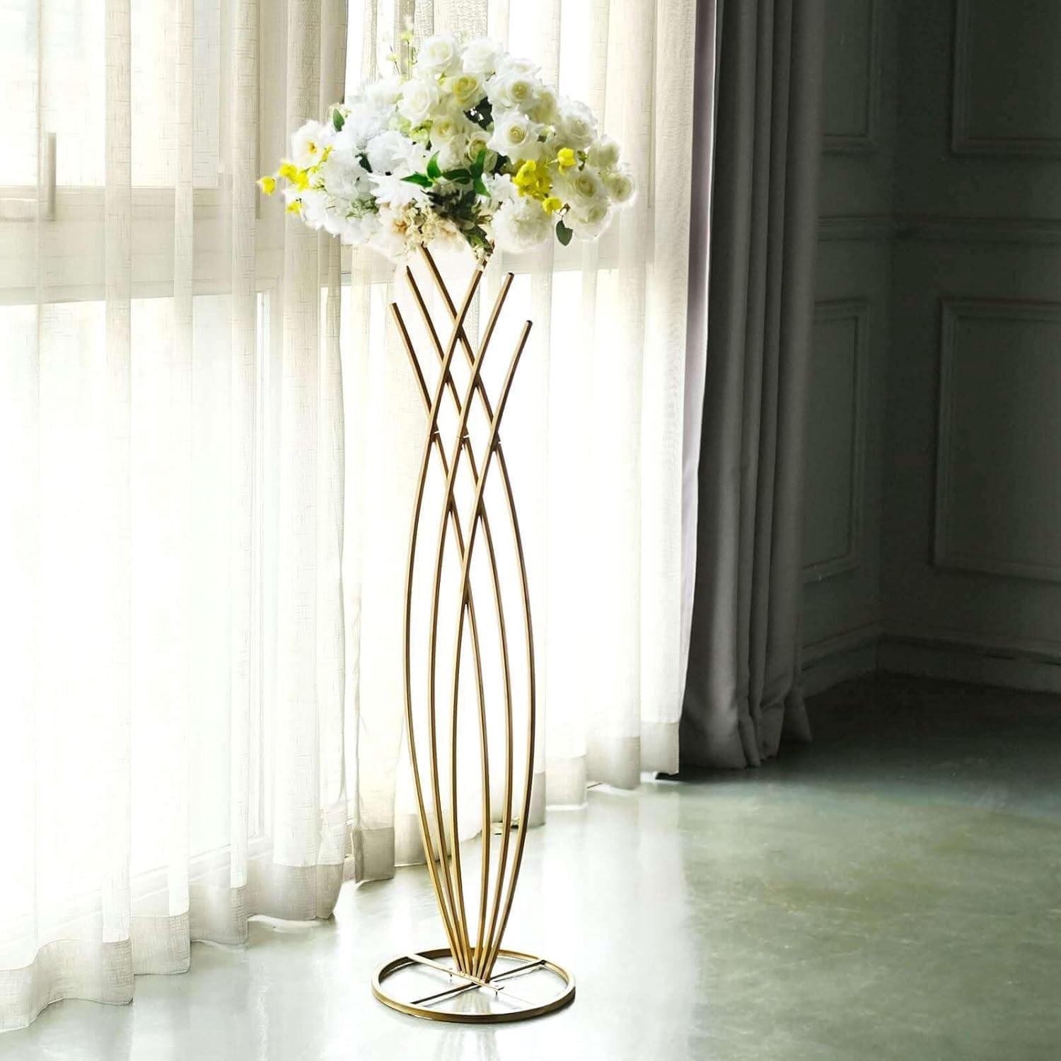 SKYSONIC Efavormart 36" Metal Wire Trumpet Pedestal Stand, Reversible ...