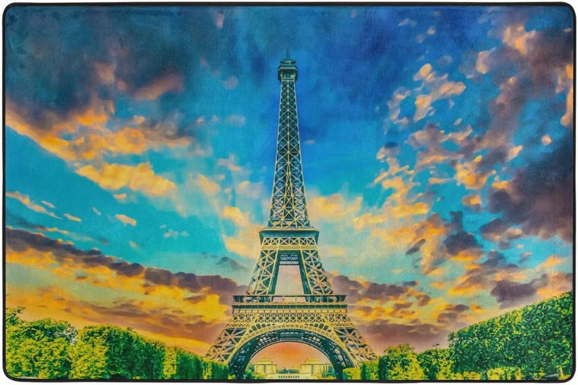 SKYSONIC Eiffel Sunset Lightweight Carpet Mats Area Soft Rugs Floor Mat ...