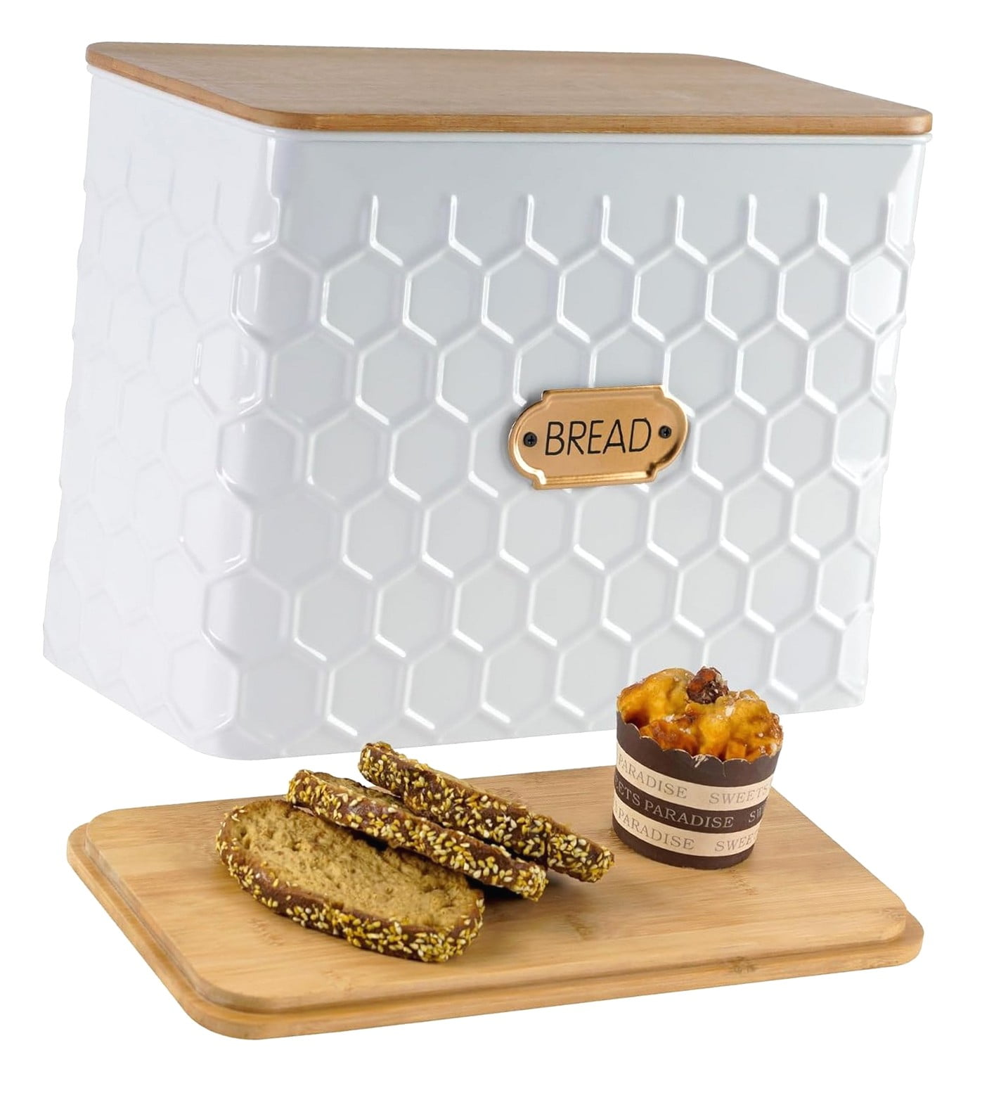 SKYSONIC Extra Large Bread Box for Kitchen Countertop Corner Breadbox ...