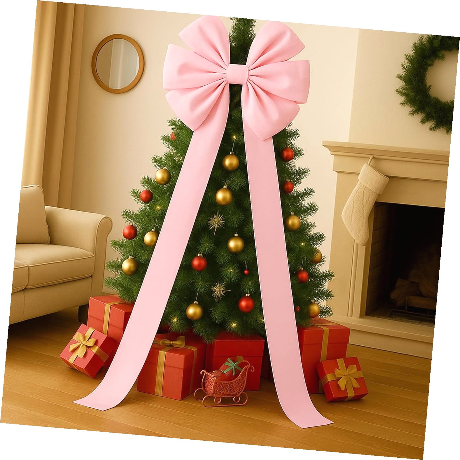 SKYSONIC Extra Large Christmas Tree Topper Bows 70.9 19.7 Inch ...