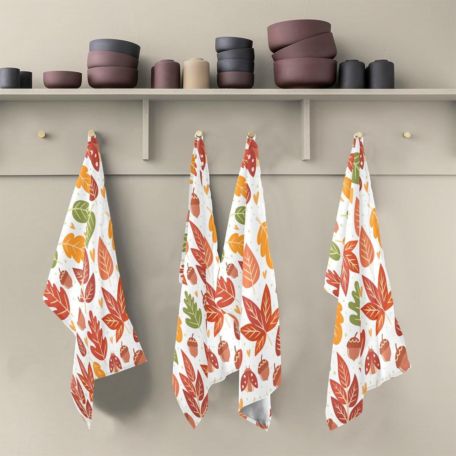 SKYSONIC Fall Thanksgiving Day Forest Acorns Autumn Leaves Kitchen Dish ...