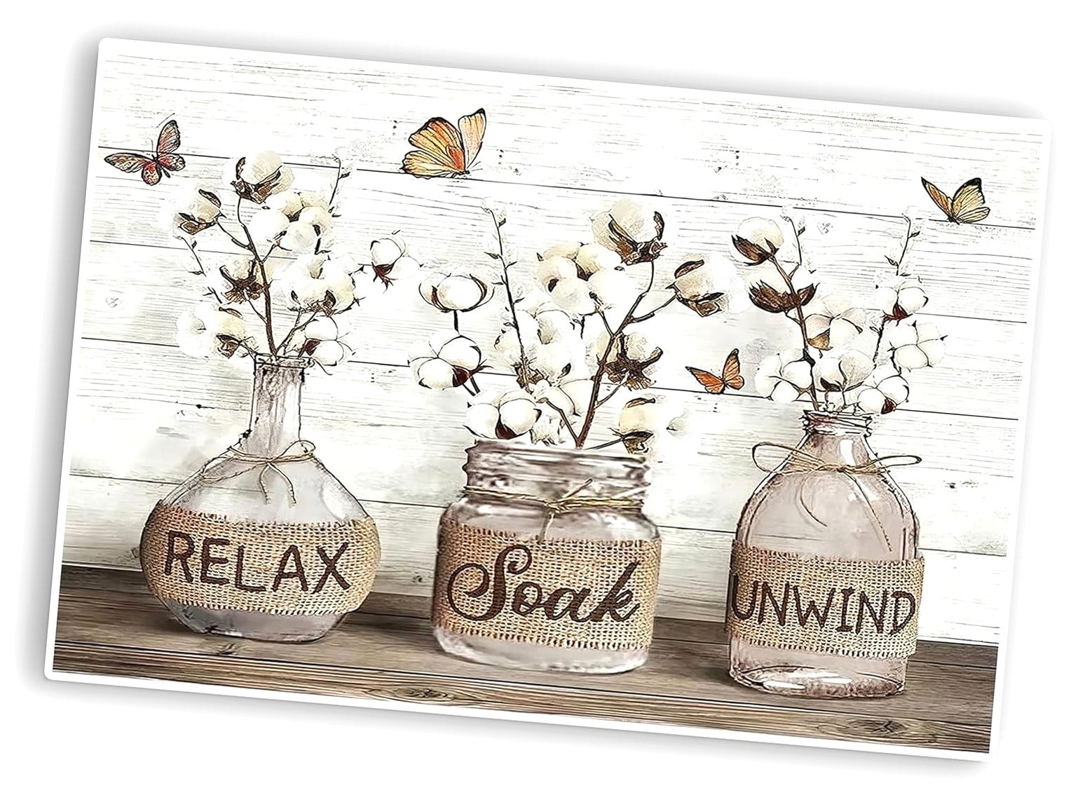 SKYSONIC Farmhouse Bathroom No Frame Poster Unframed Canvas Wall Soak ...