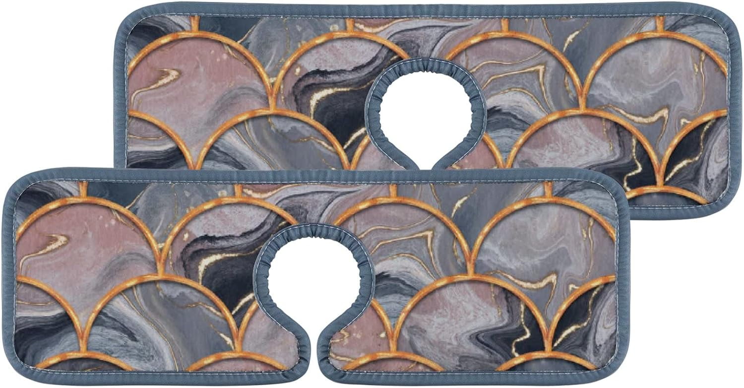 SKYSONIC Faucet Absorbent Mat 2 Pcs Fish Scales Marble Texture Kitchen ...