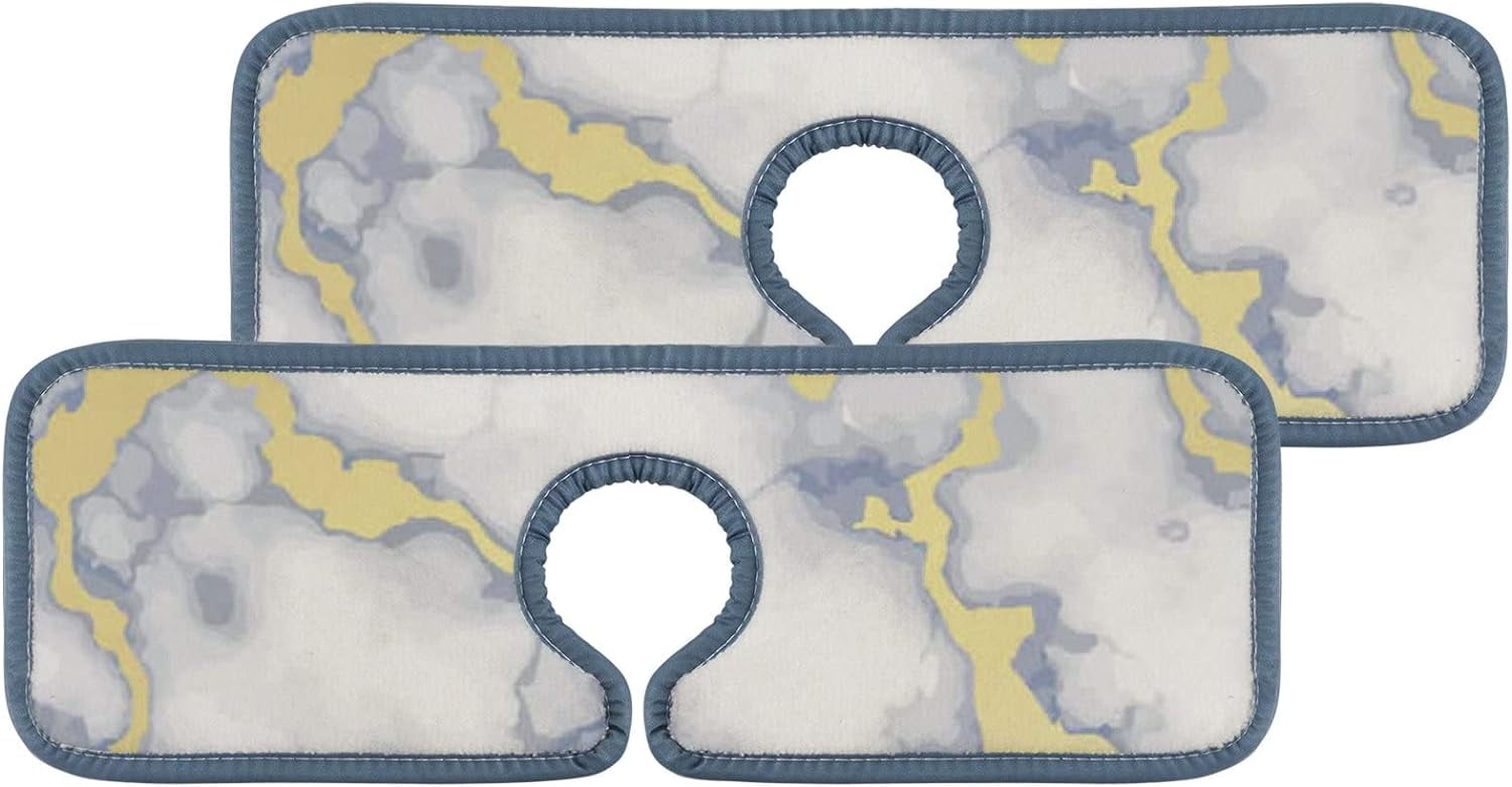 SKYSONIC Faucet Absorbent Mat 2 Pcs Marble Inlaid Gold Texture Kitchen ...