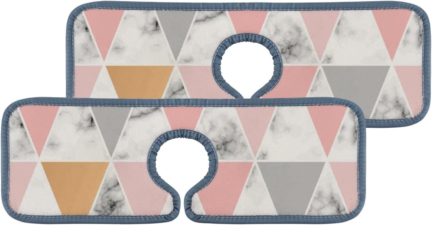 SKYSONIC Faucet Absorbent Mat 2 Pcs Marble Texture Triangles Design ...