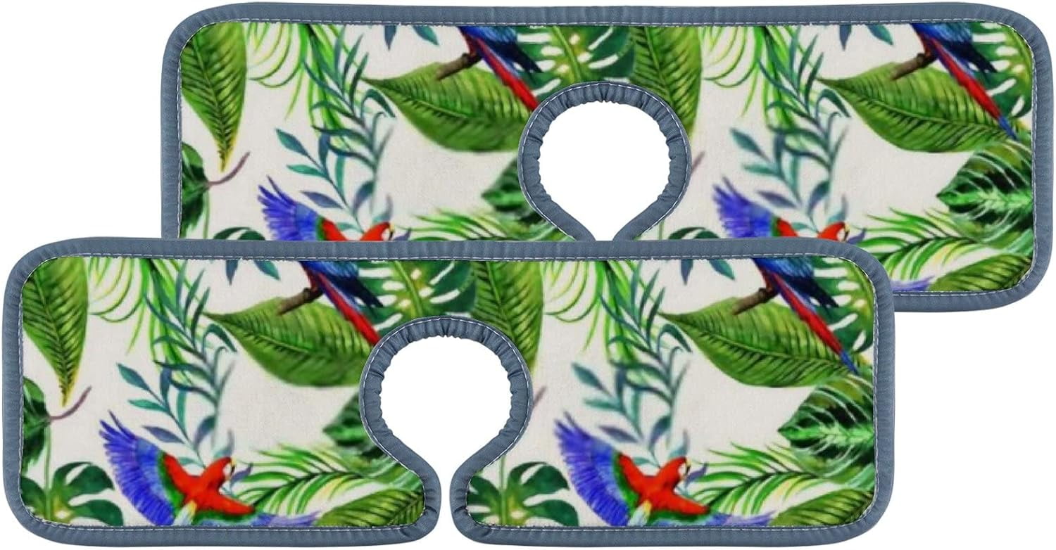 SKYSONIC Faucet Absorbent Mat 2 Pcs Tropical Leaves Palm Tree with ...