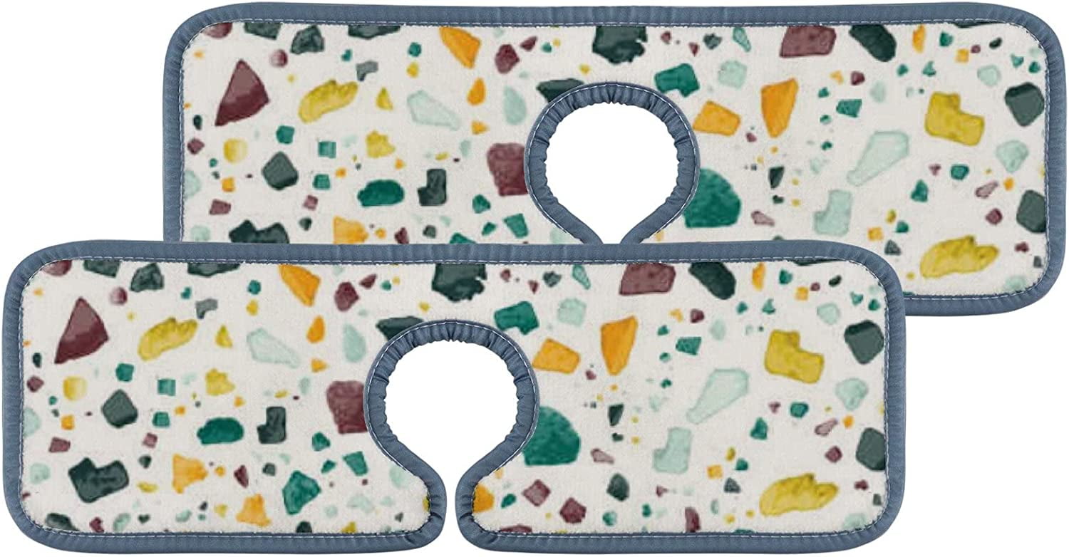 SKYSONIC Faucet Absorbent Mat 3 Pcs Multicolored Rocks On White Kitchen ...