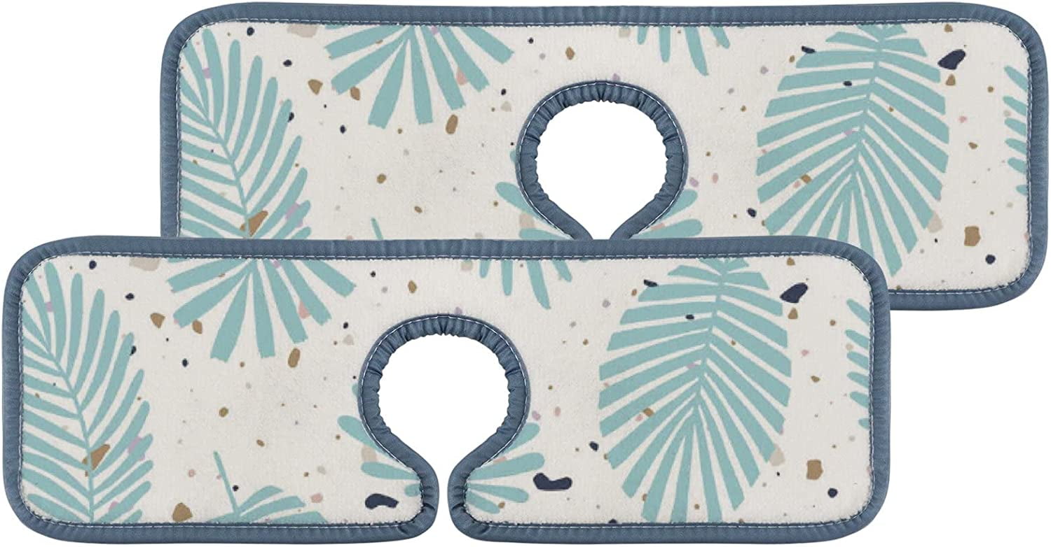 SKYSONIC Faucet Absorbent Mat 3 Pcs Tropical Leaves With Terrazzo ...