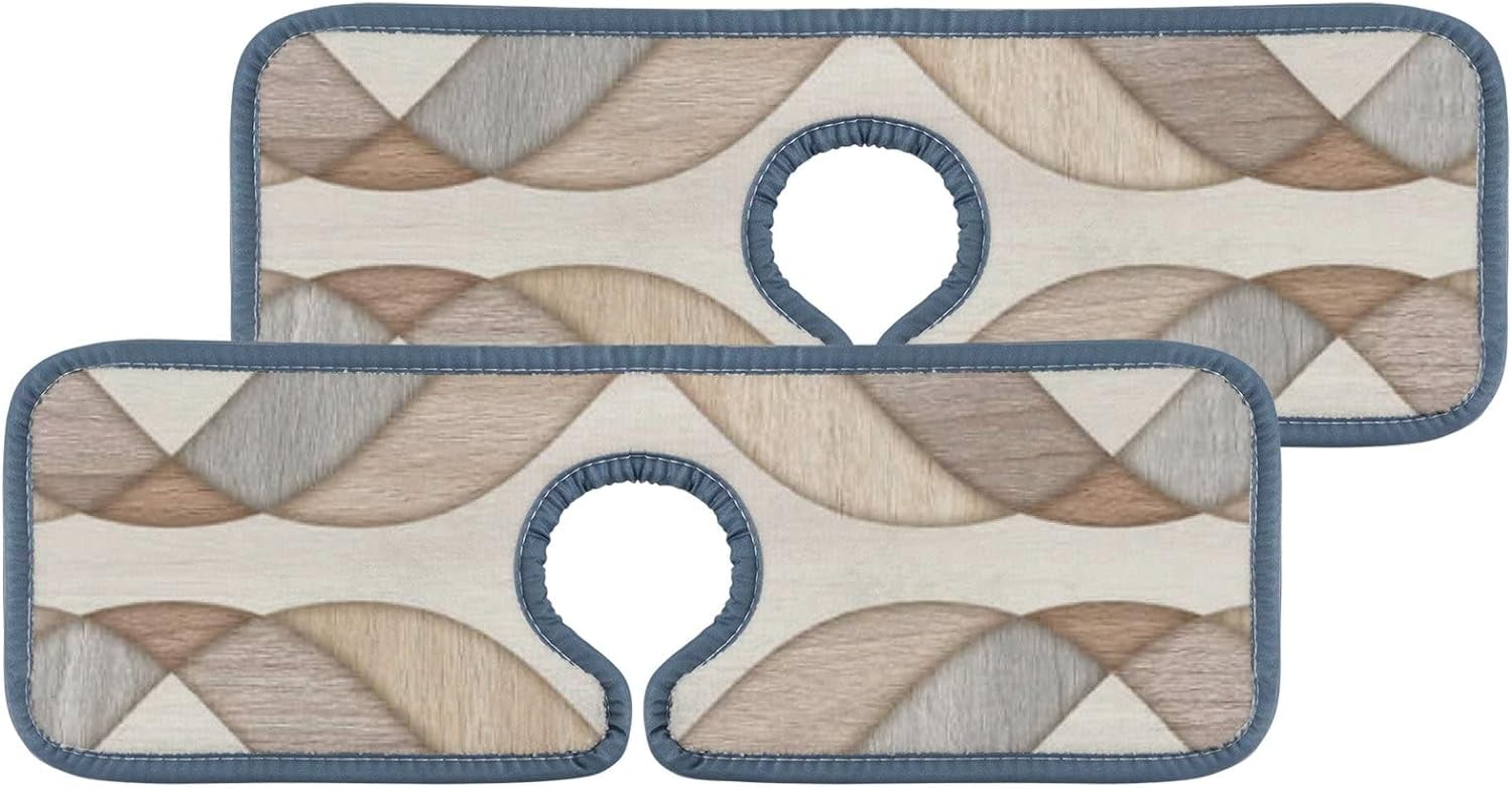 SKYSONIC Faucet Absorbent Mat 4 Pcs Tile Texture Kitchen Faucet Splash ...