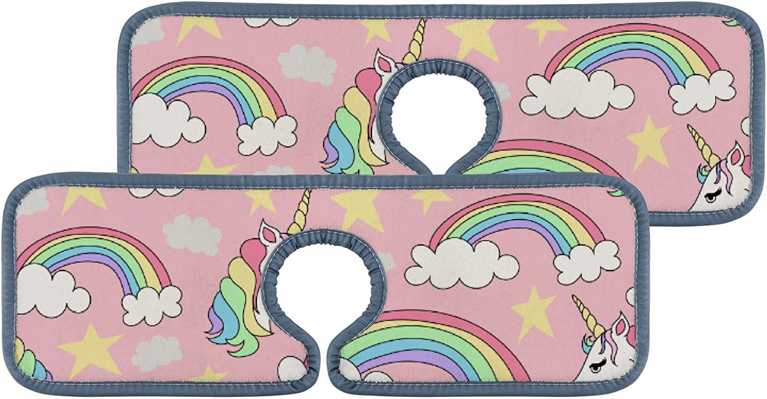 SKYSONIC Faucet Absorbent Mat 4 Pcs Unicorn Rainbow Cloud Kitchen Faucet Splash Catcher Washable ...