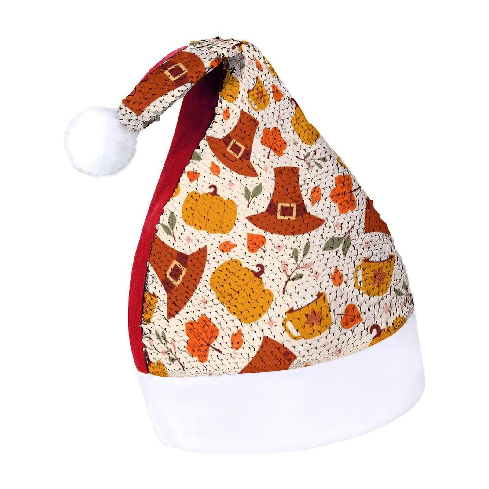 SKYSONIC Festive Sequin Christmas Hat, Hand Drawn Thanksgiving Day ...