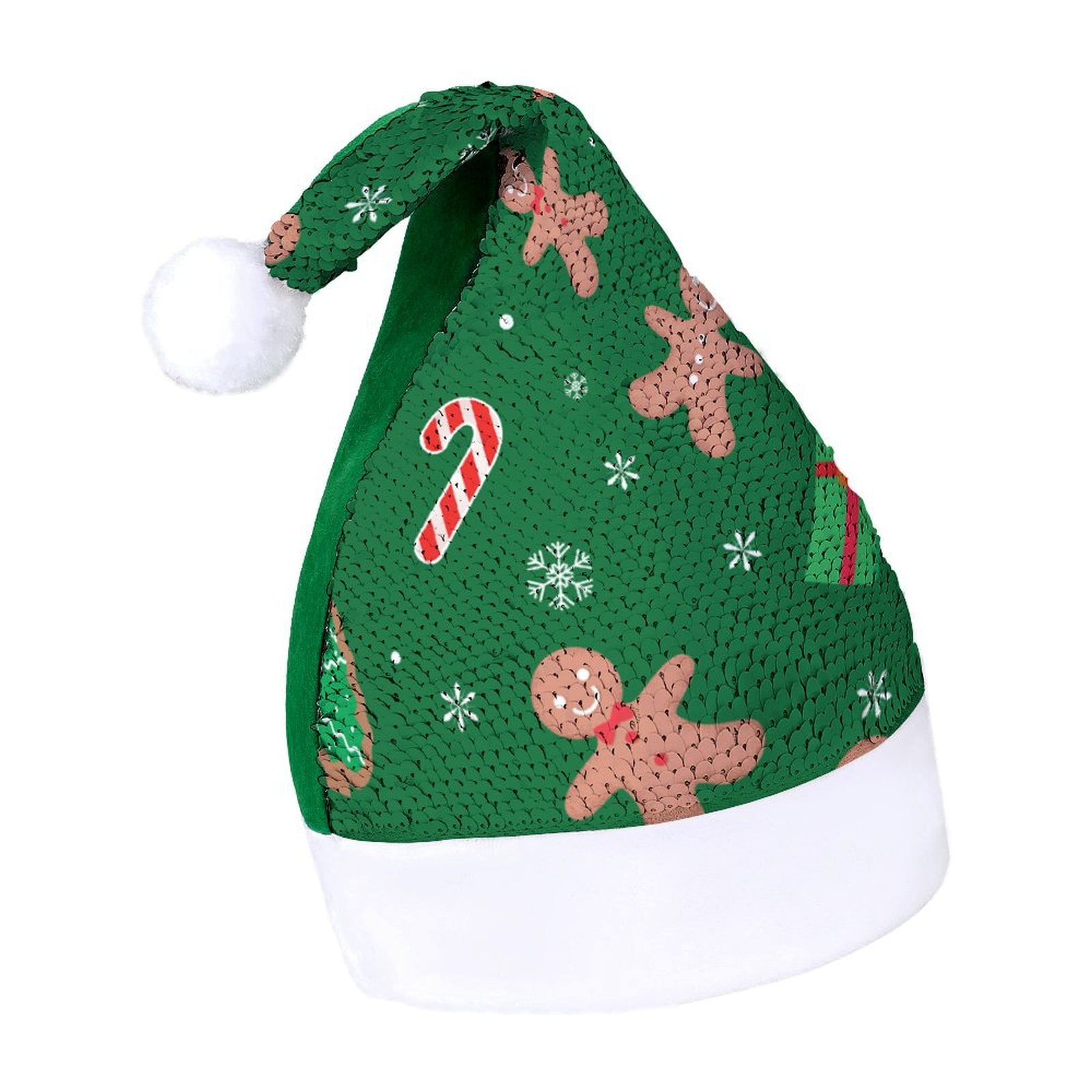 SKYSONIC Festive Sequin Christmas Hat, Pattern Gingerbread Man House ...