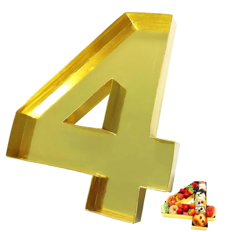 SKYSONIC Fillable Charcuterie Number Cardboard Shaped Box Golden Color ...