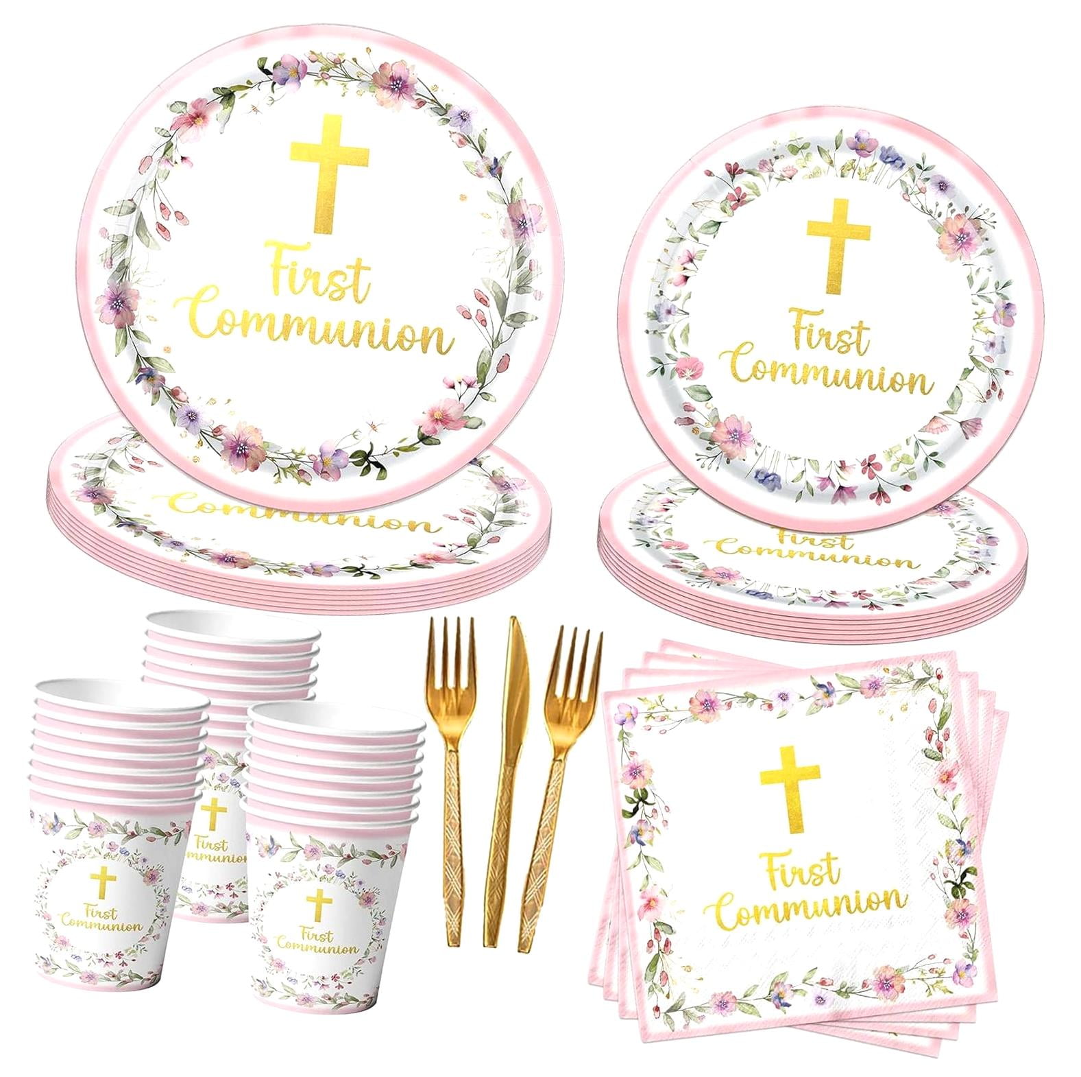 SKYSONIC First Communion Decorations, 150Pcs First Communion Plates and ...