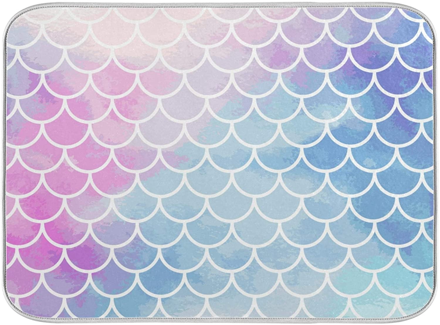 SKYSONIC Fish Tail Princess Mermaid Dish Drying Mat 16x18 inch Rainbow ...