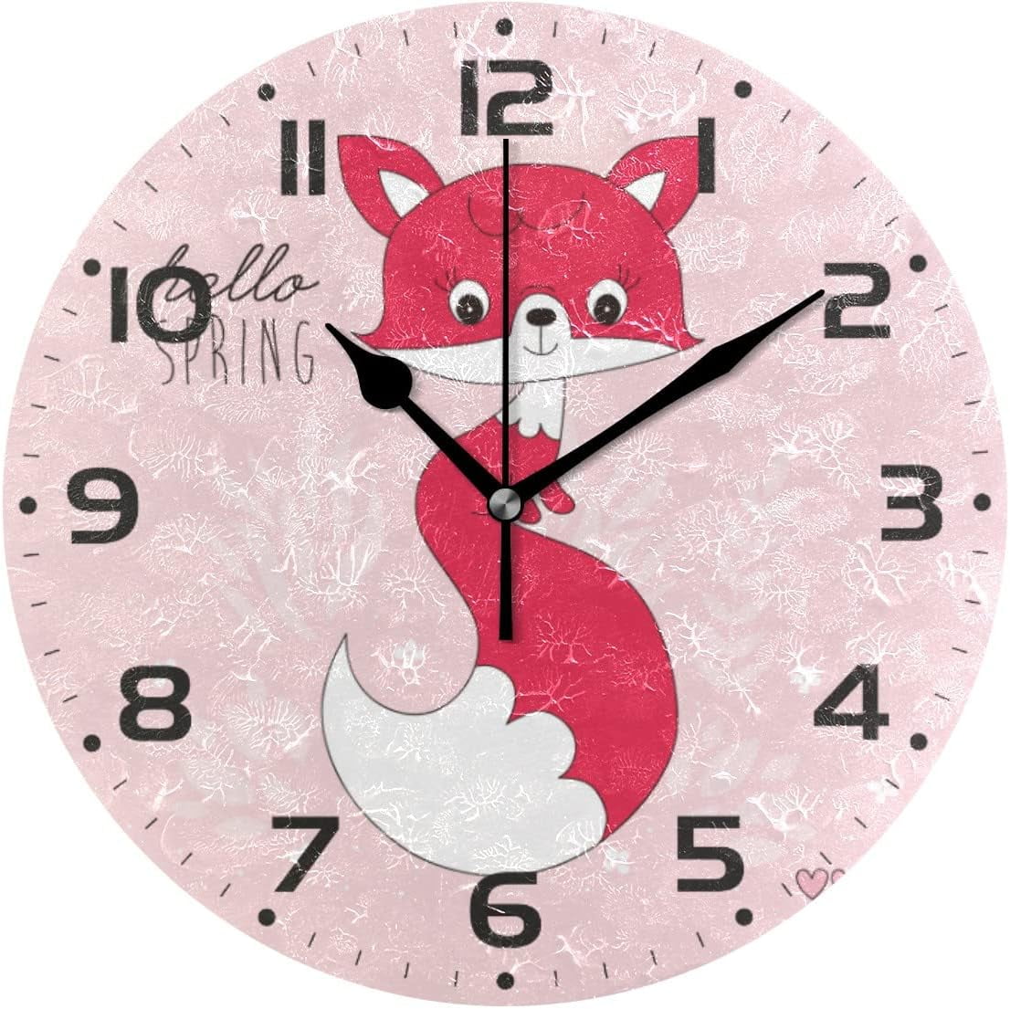 SKYSONIC Flaming Fox Wall Clock 10 Inch Silent Non Ticking Round Clock ...