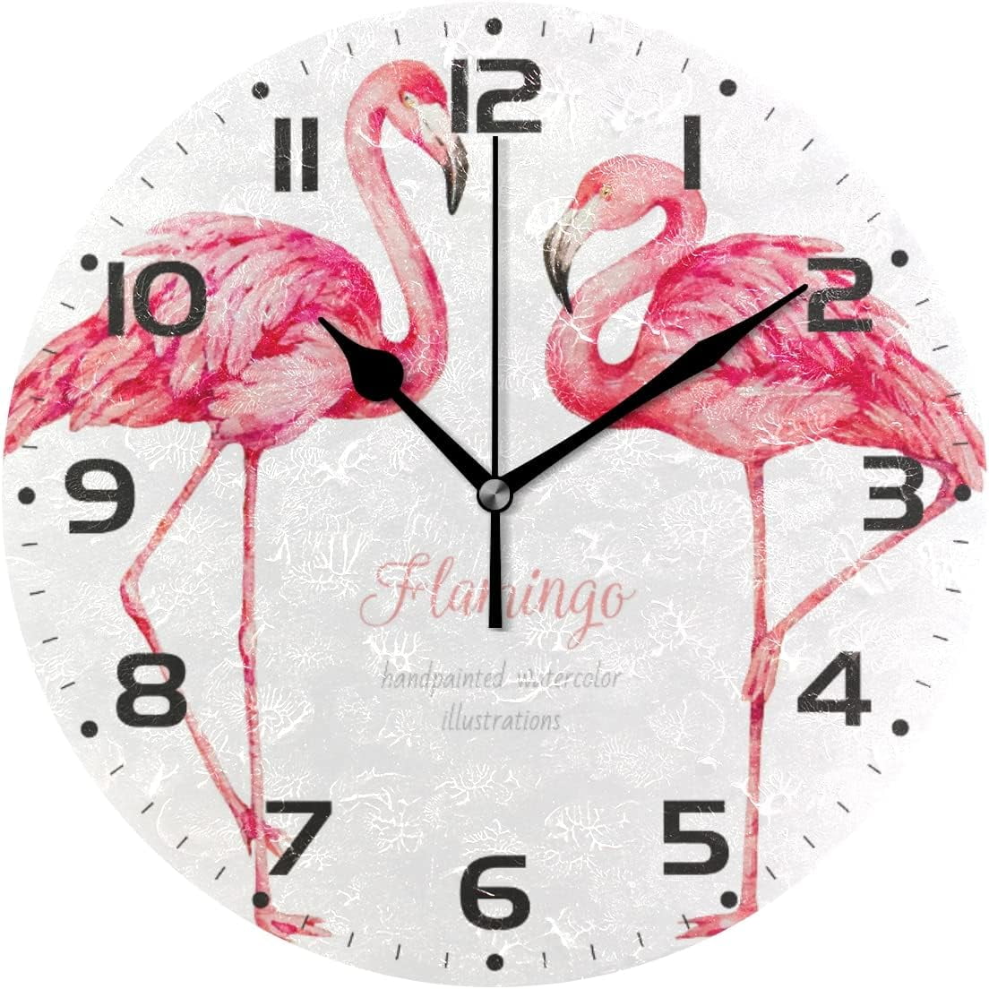 SKYSONIC Flamingo Wall Clock 10 Inch Silent Non Ticking Round Clock Oil ...