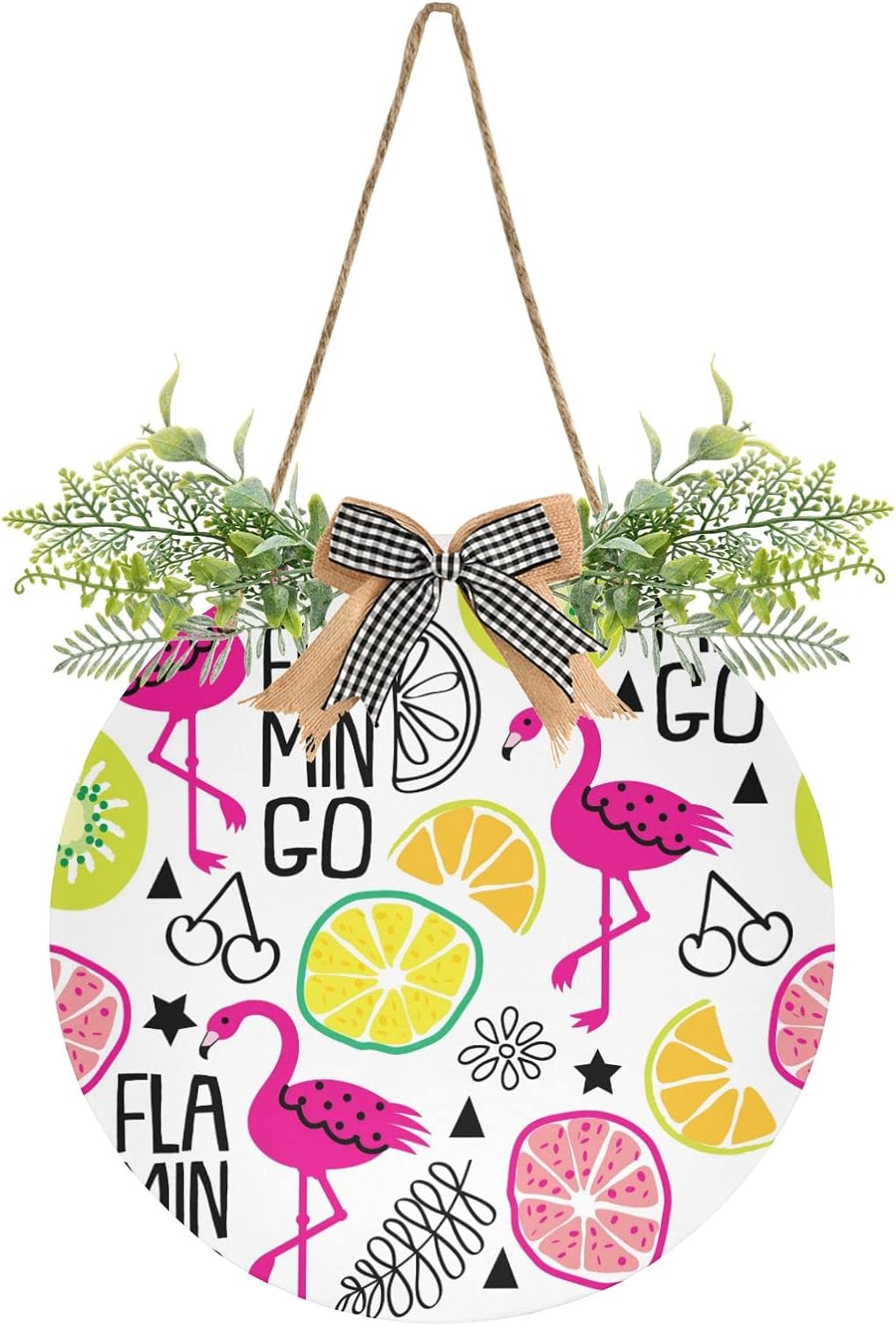 SKYSONIC Flamingo Welcome Sign for Front Door,All Seasons Welcome ...