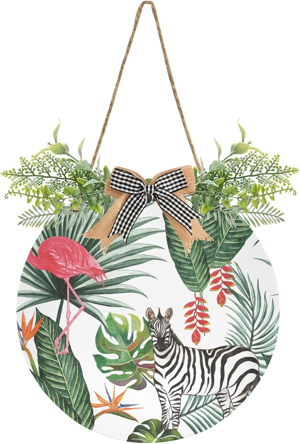 SKYSONIC Flamingo Welcome Sign for Front Door,All Seasons Welcome ...