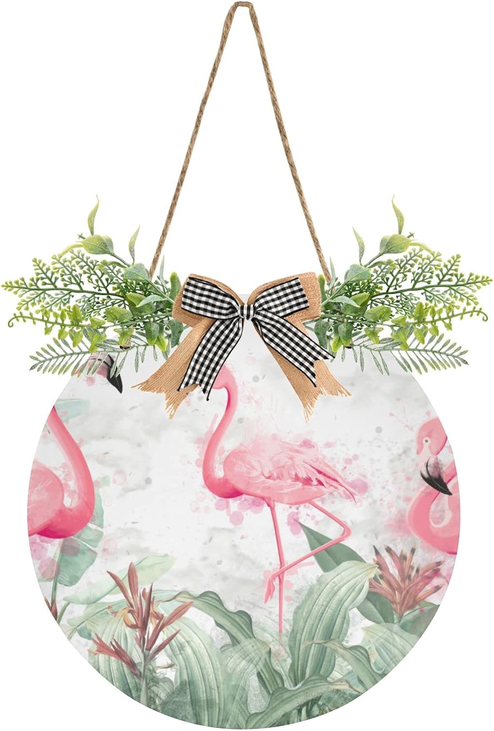 SKYSONIC Flamingo Welcome Sign for Front Door,All Seasons Welcome ...