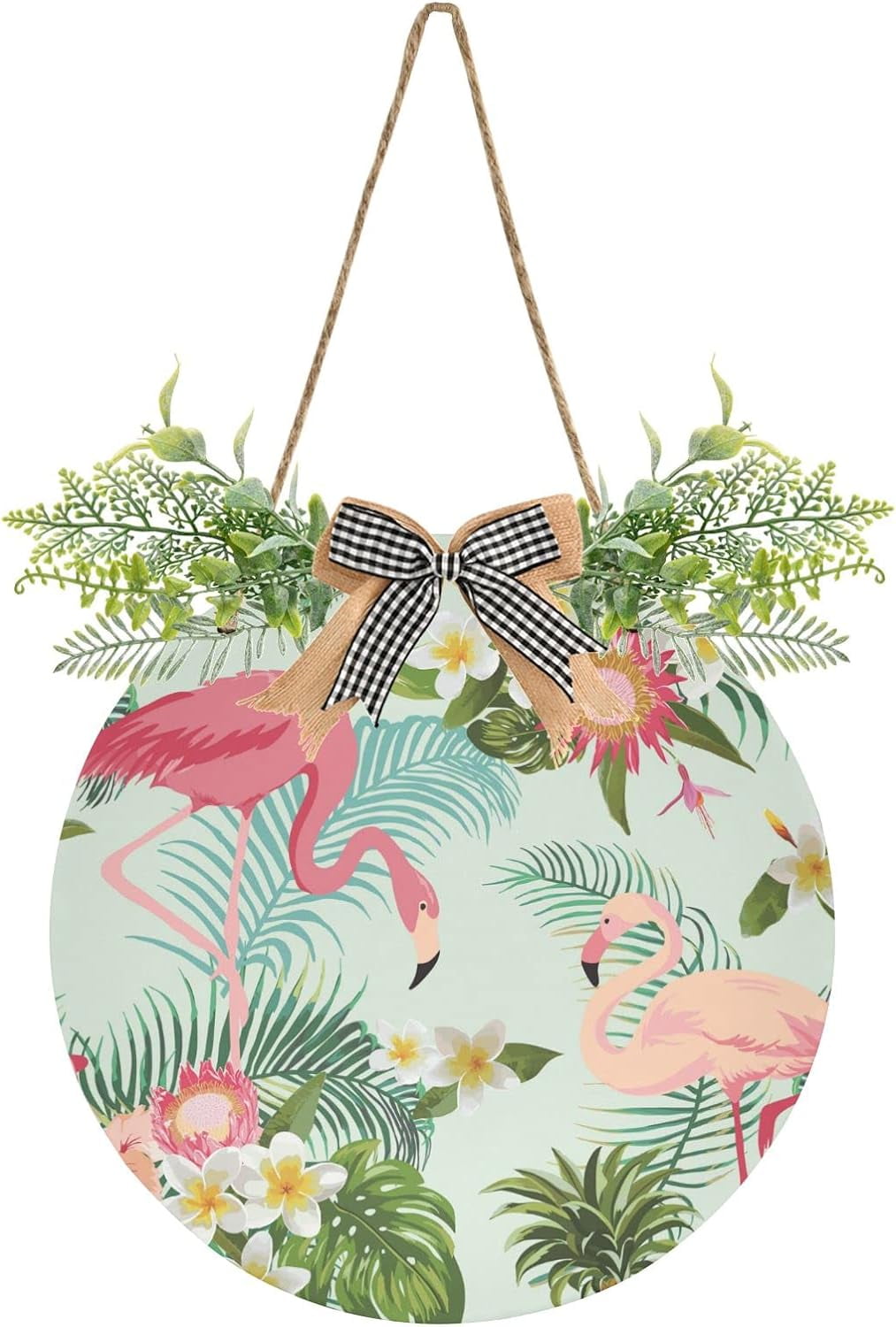 SKYSONIC Flamingo Welcome Sign for Front Door,All Seasons Welcome ...