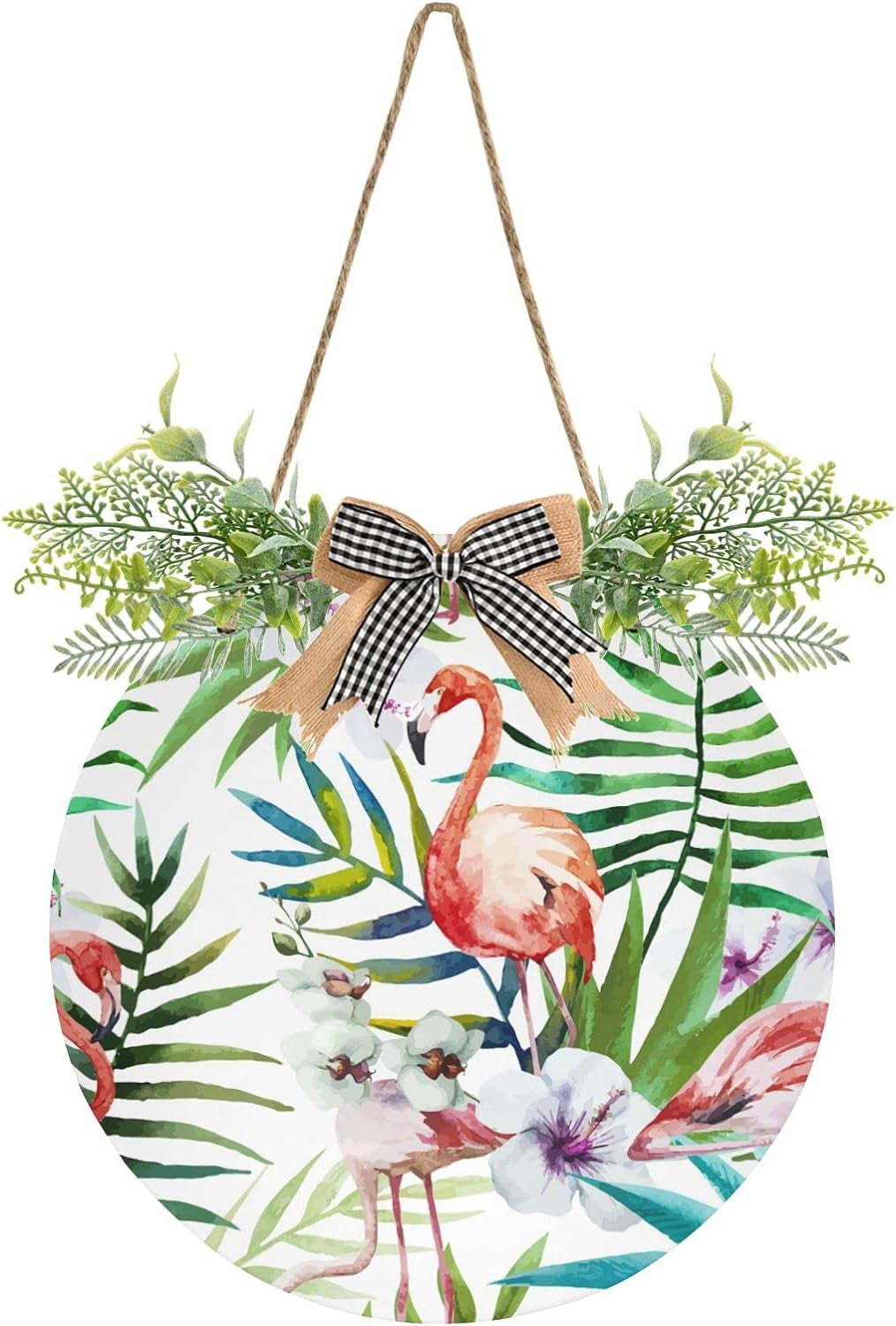 SKYSONIC Flamingo Welcome Sign for Front Door,All Seasons Welcome ...