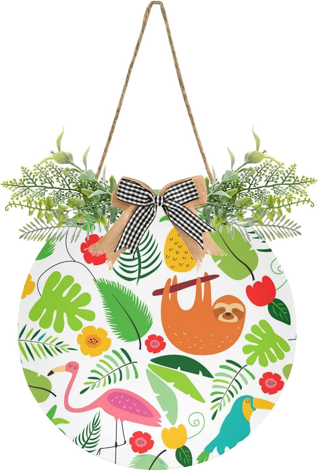 SKYSONIC Flamingo Welcome Sign for Front Door,All Seasons Welcome ...