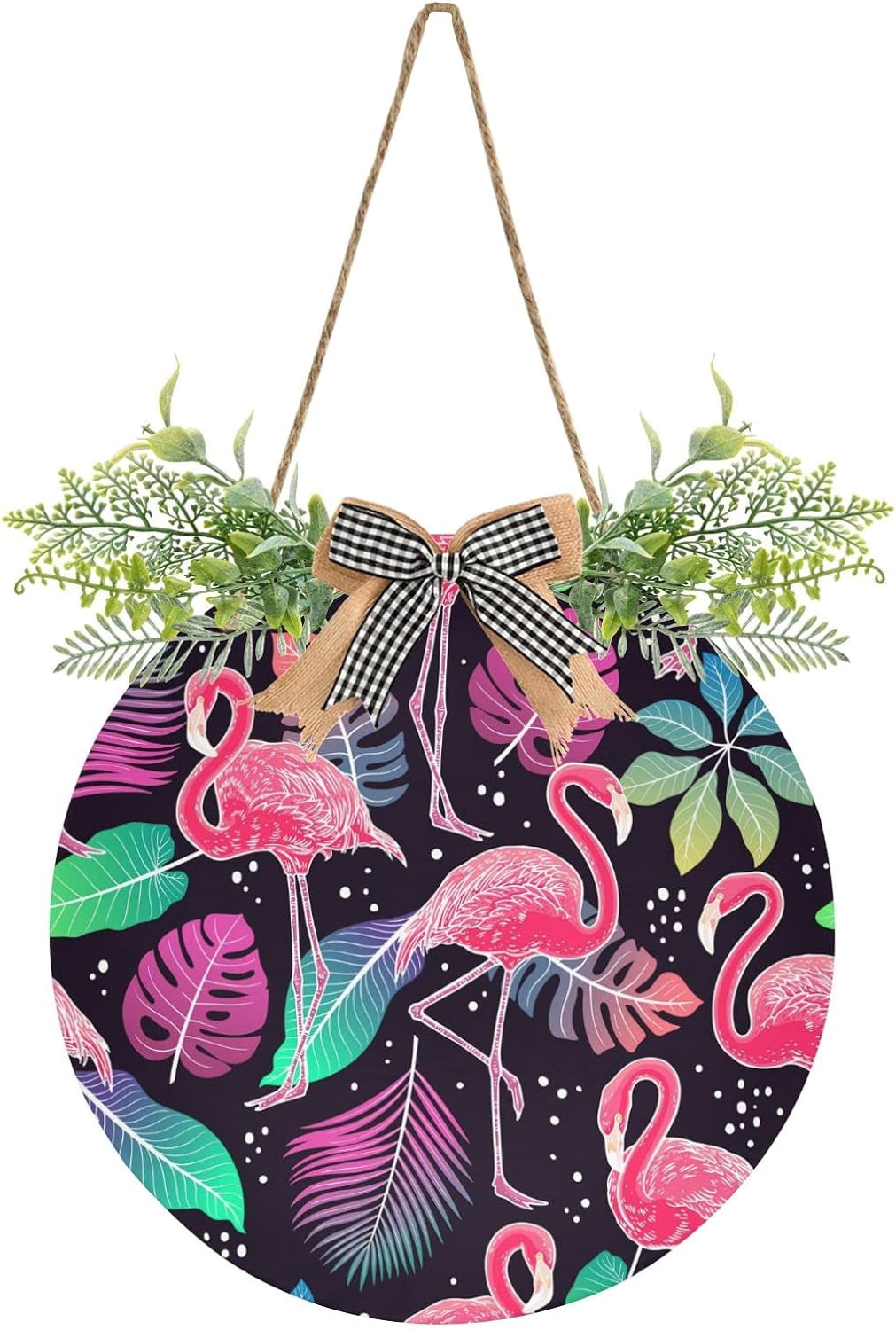 SKYSONIC Flamingo Welcome Sign for Front Door,All Seasons Welcome ...