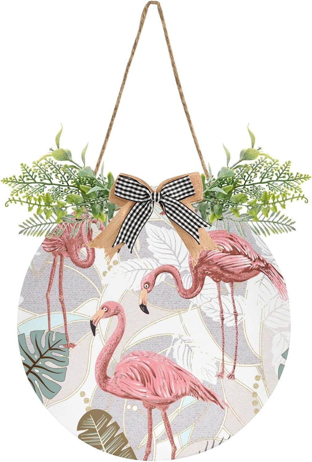 SKYSONIC Flamingo Welcome Sign for Front Door,All Seasons Welcome ...