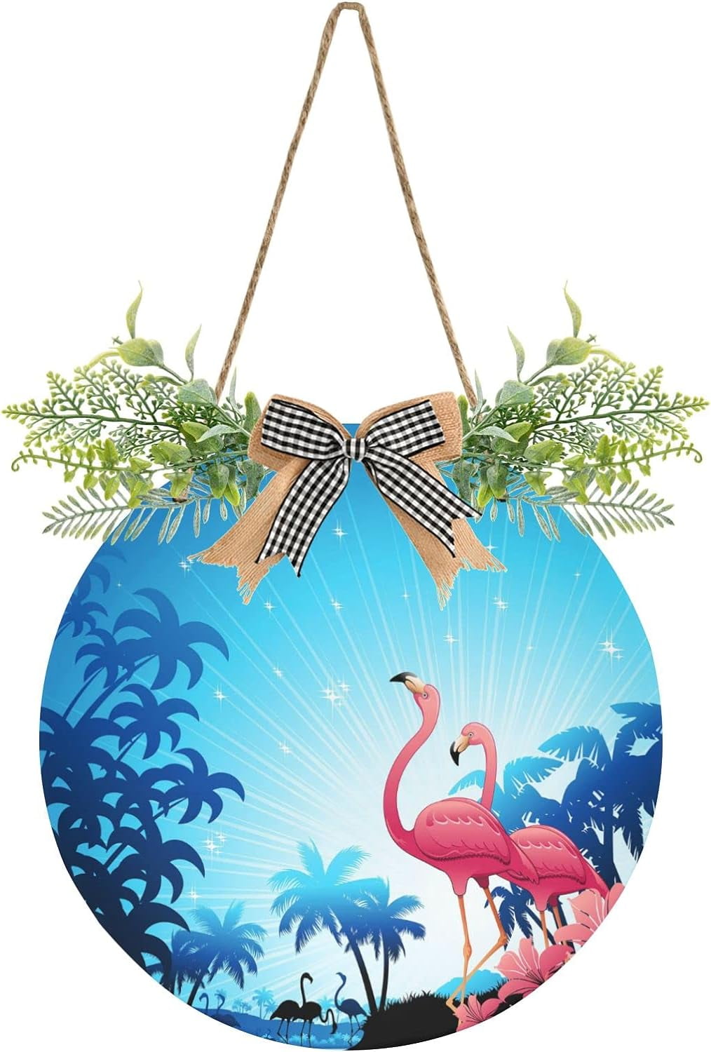 SKYSONIC Flamingo Welcome Sign for Front Door,All Seasons Welcome ...