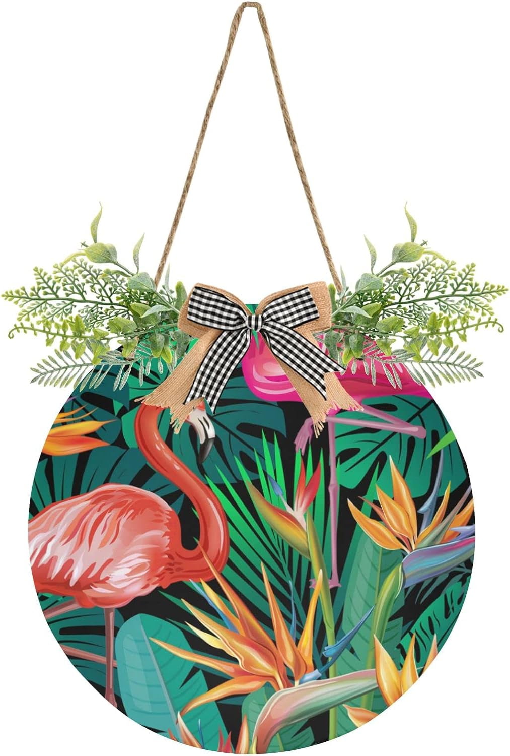 SKYSONIC Flamingo Welcome Sign for Front Door,All Seasons Welcome ...