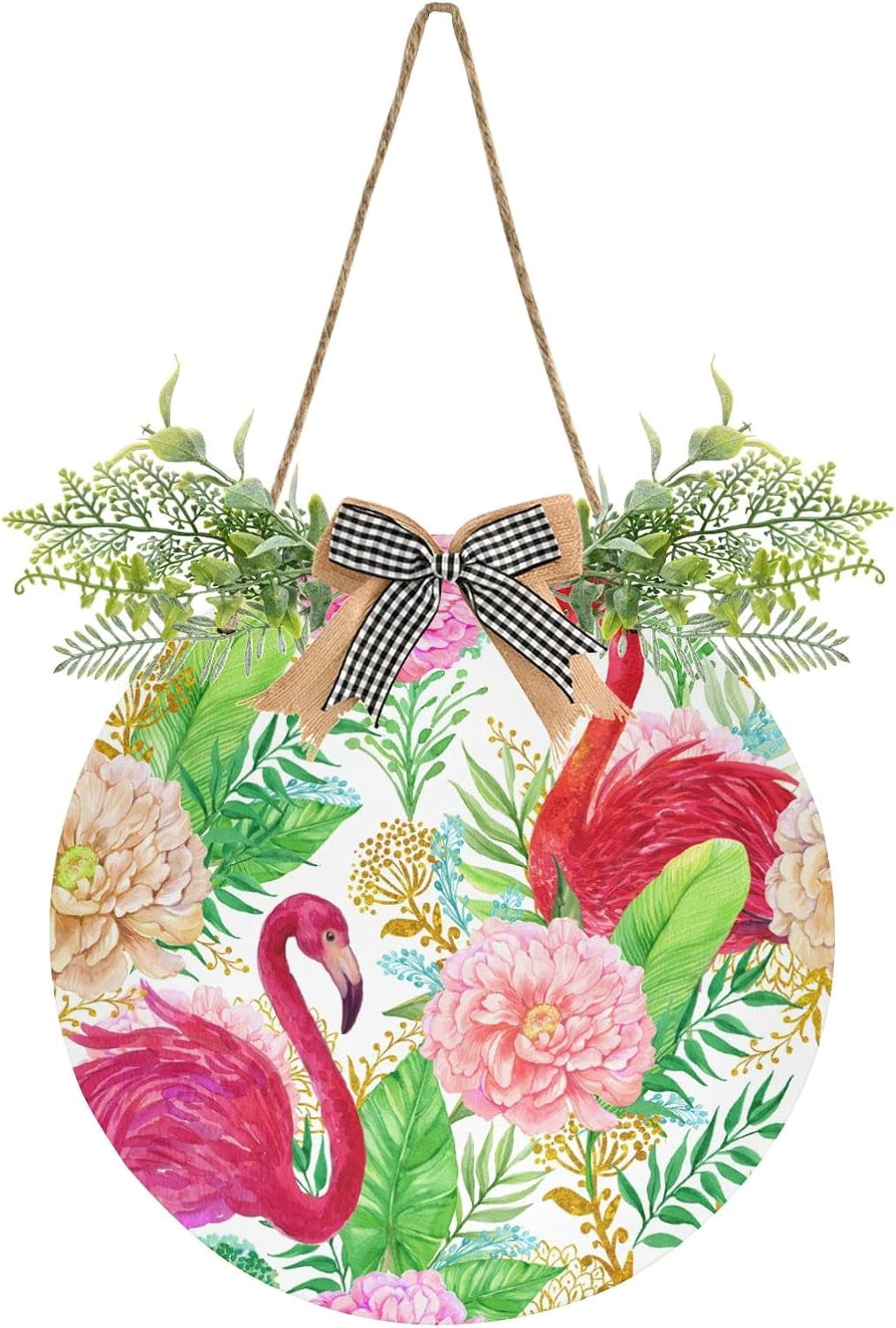 SKYSONIC Flamingo Welcome Sign for Front Door,All Seasons Welcome ...