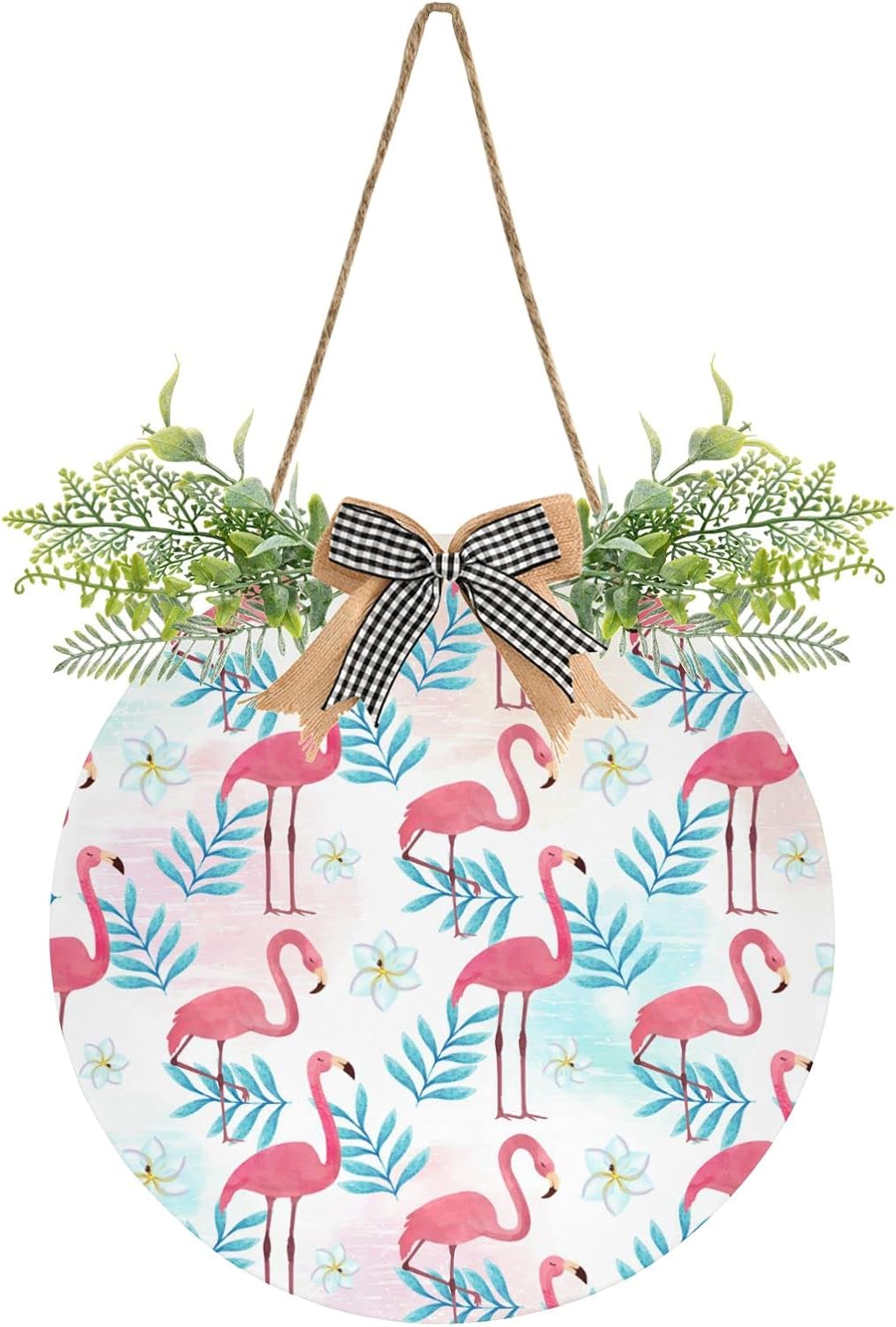 SKYSONIC Flamingo Welcome Sign for Front Door,All Seasons Welcome ...