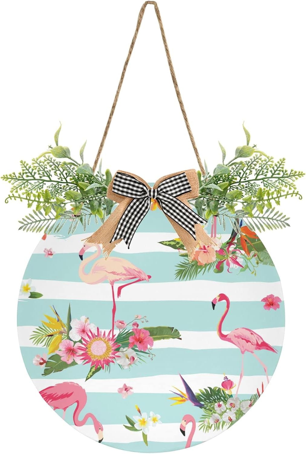 SKYSONIC Flamingo Welcome Sign for Front Door,All Seasons Welcome ...