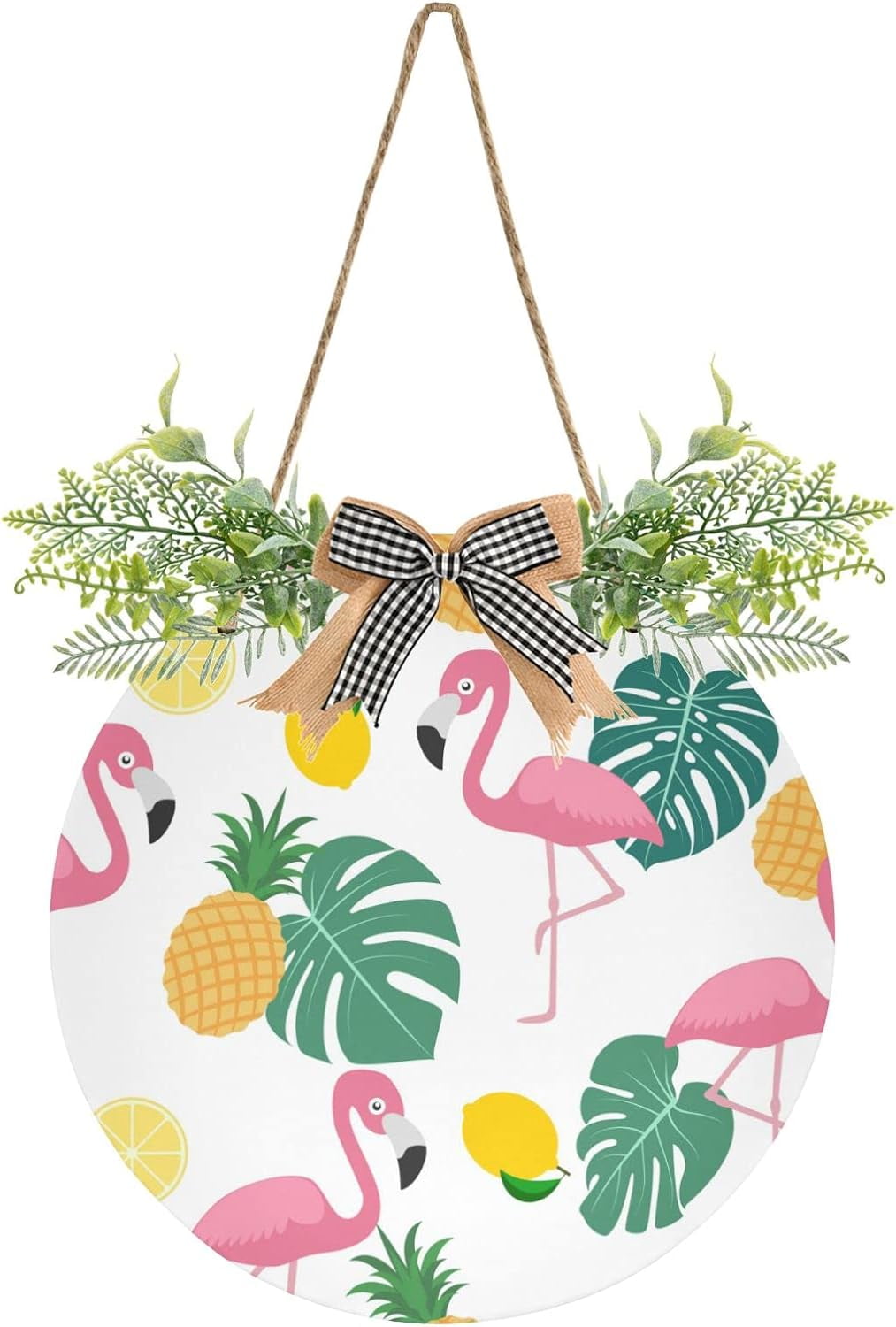 SKYSONIC Flamingo Welcome Sign for Front Door,All Seasons Welcome ...