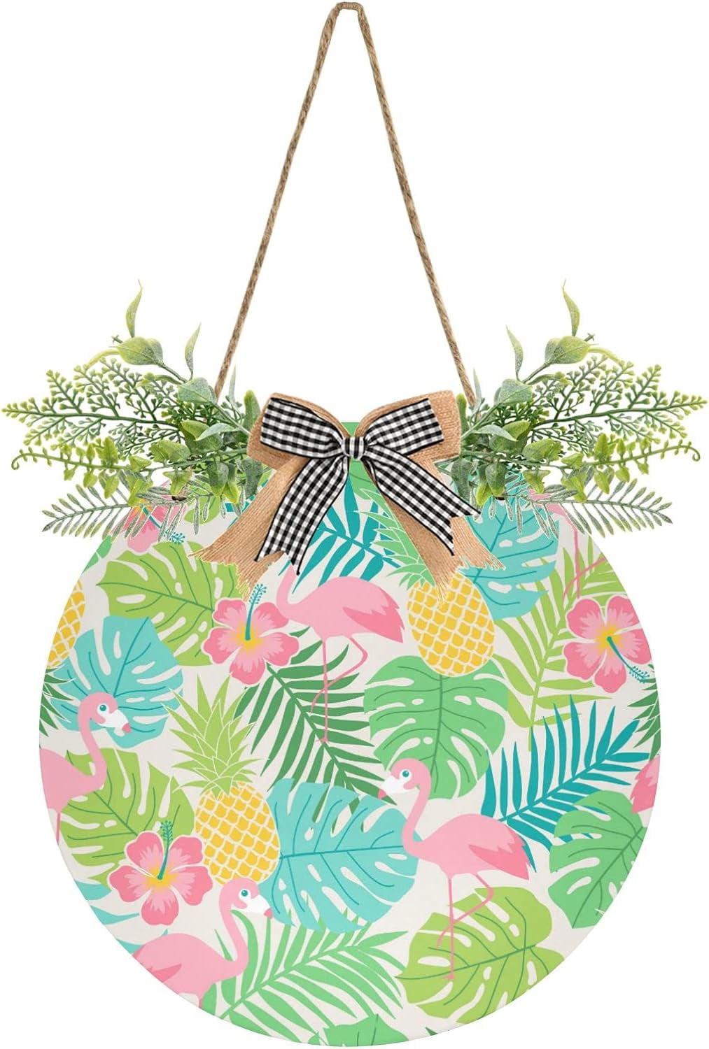 SKYSONIC Flamingo Welcome Sign for Front Door,All Seasons Welcome ...