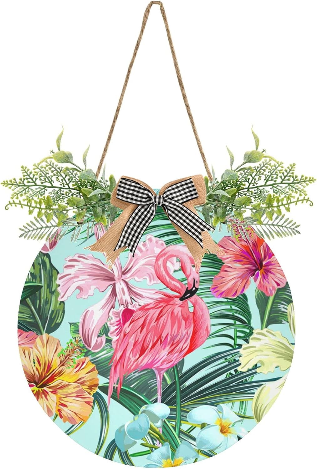 SKYSONIC Flamingo Welcome Sign for Front Door,All Seasons Welcome ...