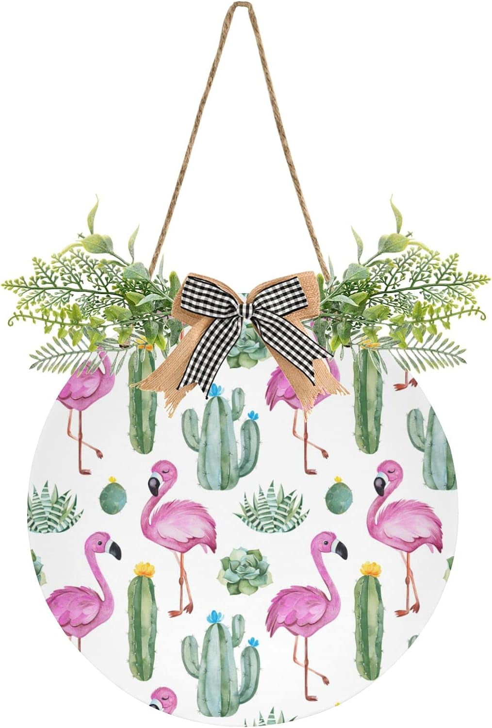 SKYSONIC Flamingo Welcome Sign for Front Door,All Seasons Welcome ...