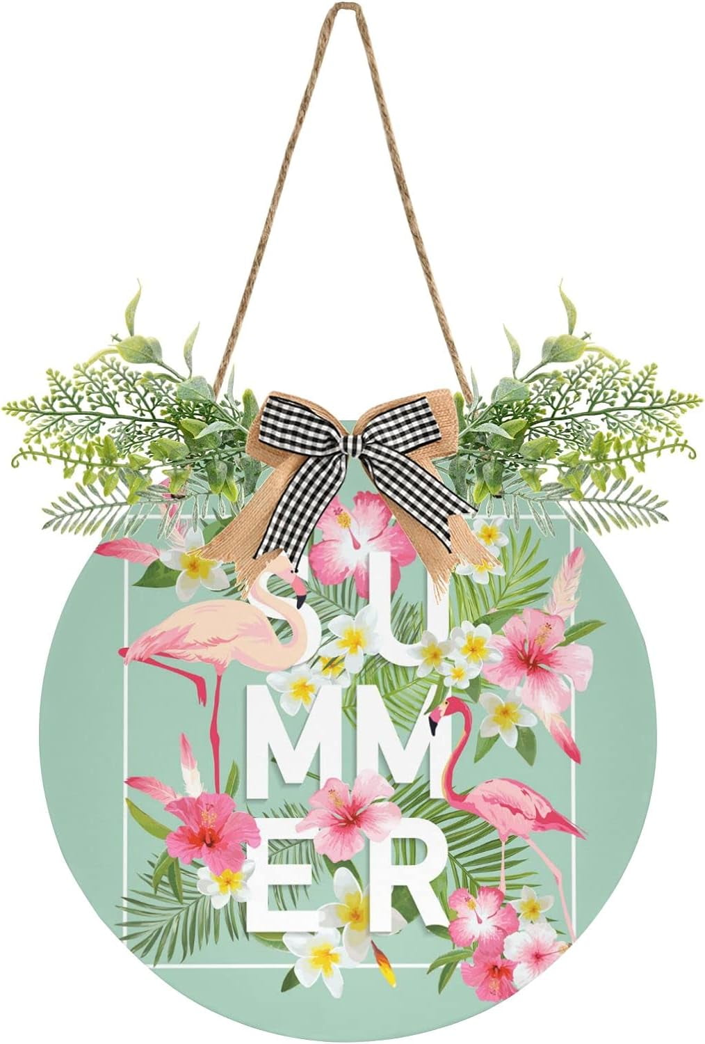 SKYSONIC Flamingo Welcome Sign for Front Door,All Seasons Welcome ...